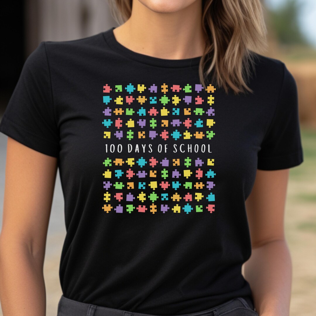 Autism 100 Days of School Shirt, 100 Days Brighter Shirt for Autism ...