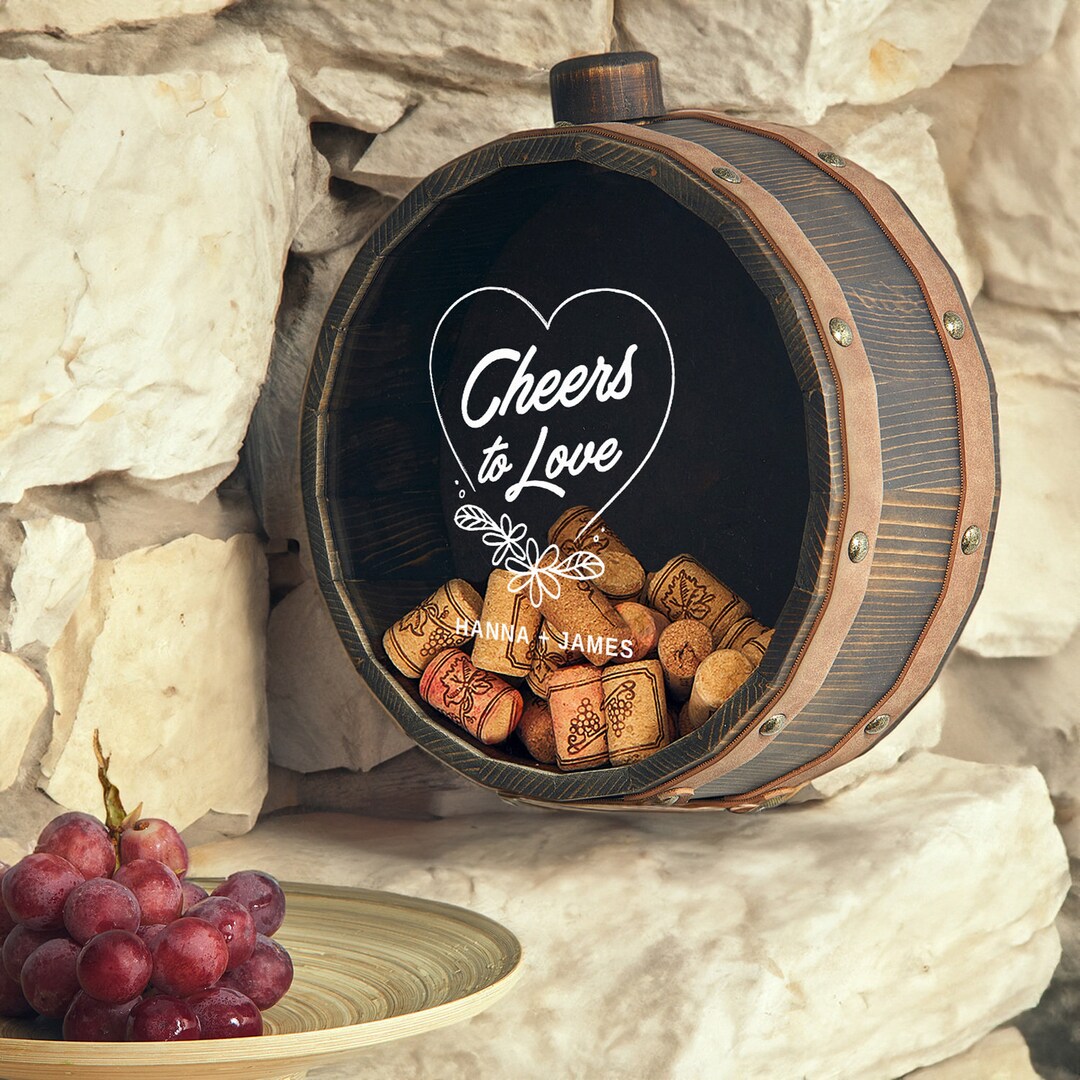 Cheers to Love Wine Cork Collector Shadow Memory Box, Personalized Wine ...