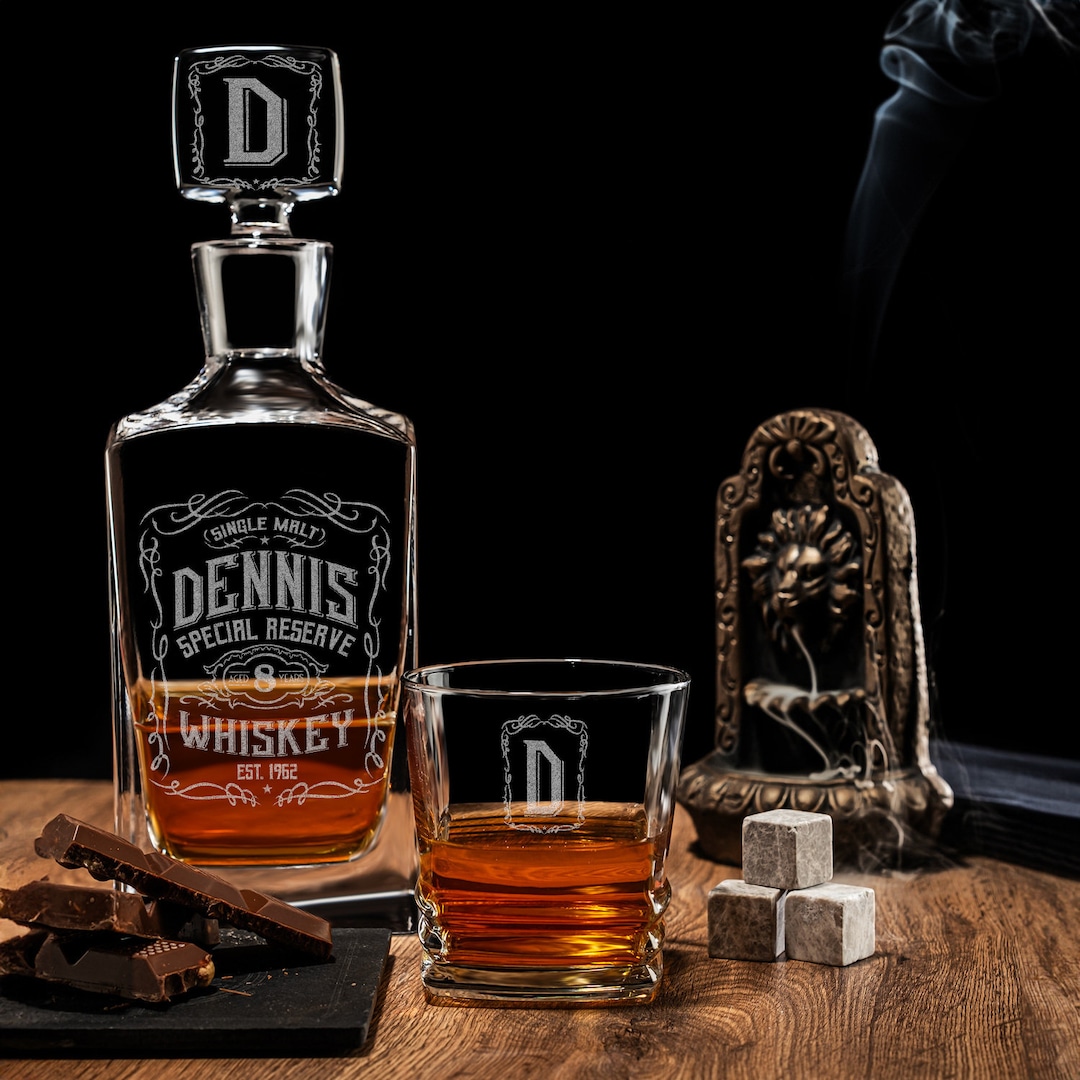Premium Custom Whiskey Set, Personalized Decanter and Glass Set, Custom ...