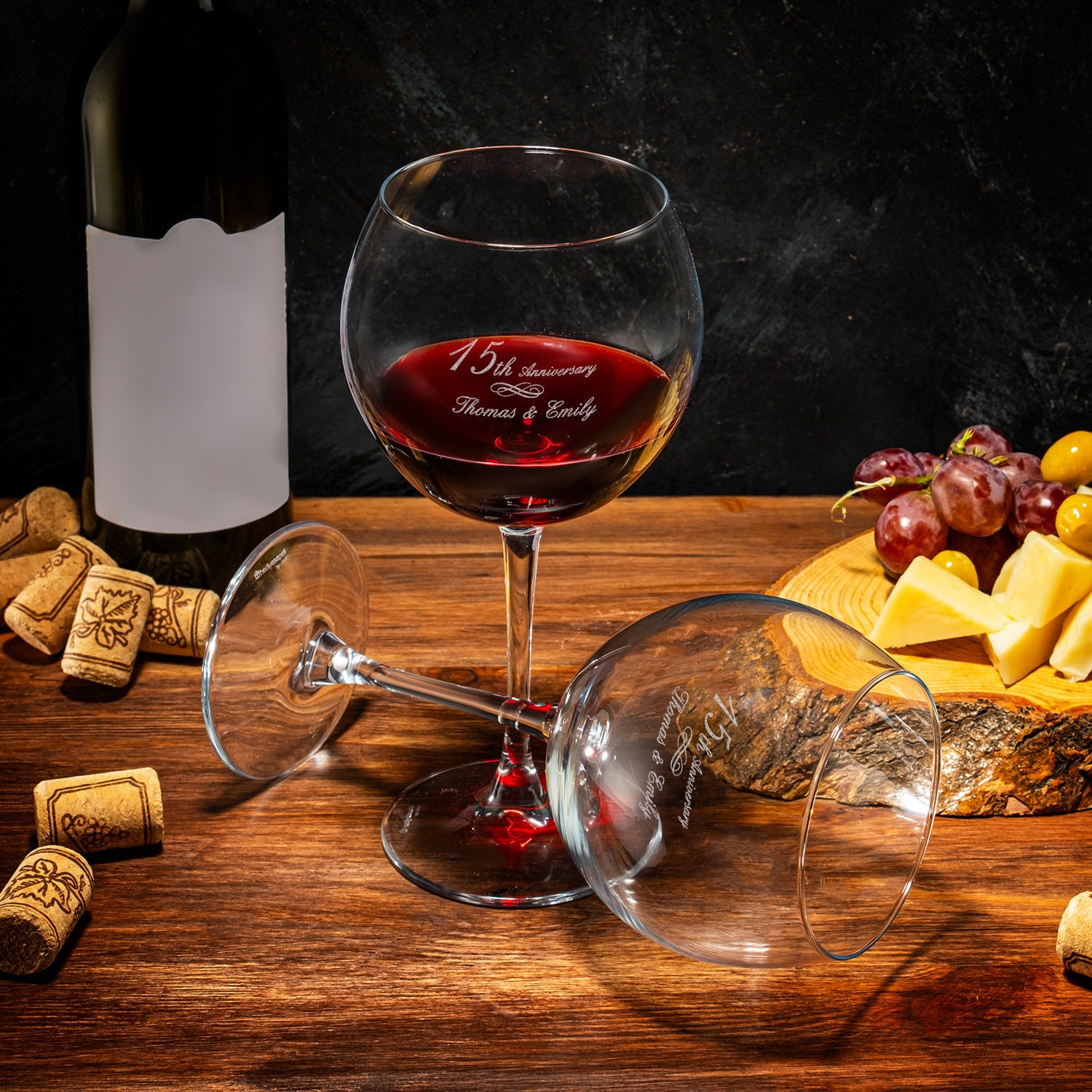 Laser Engraving Wine Glass Set, Anniversary Gift for Couples, Custom ...