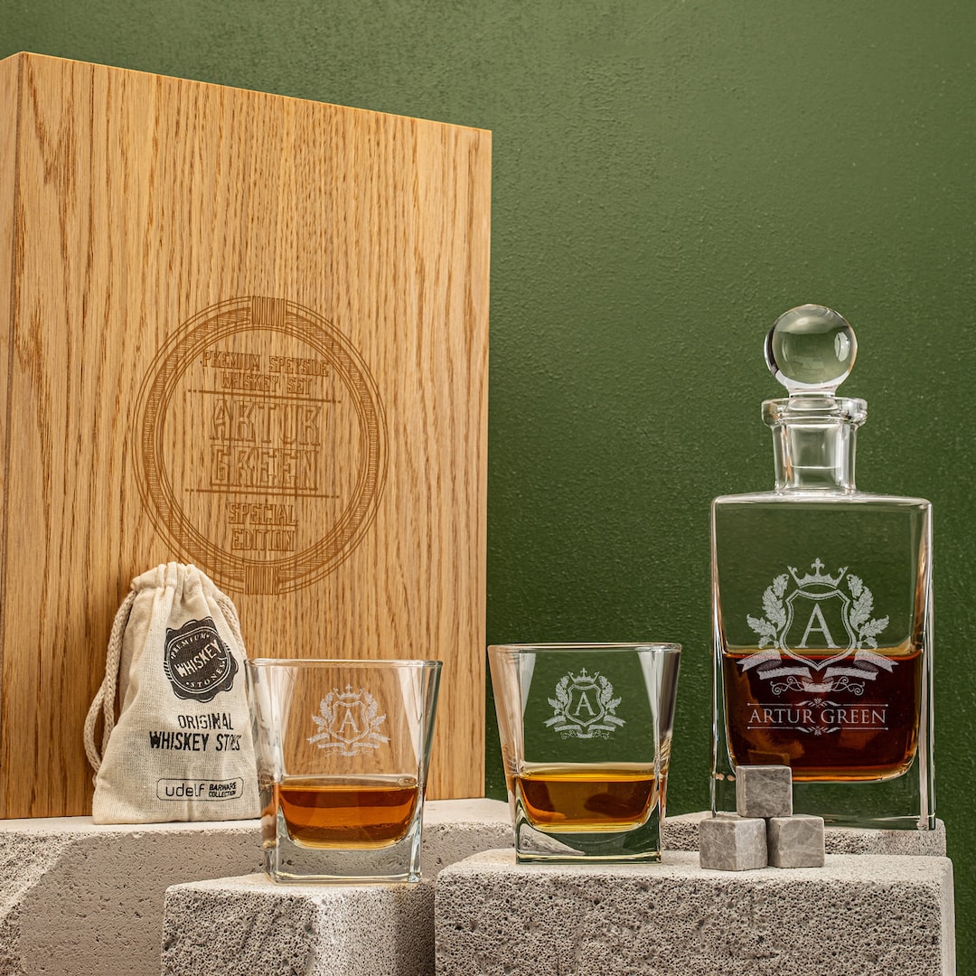 Custom Engraved Whiskey Set, Valnetines Day Gift for Him, Personalized ...