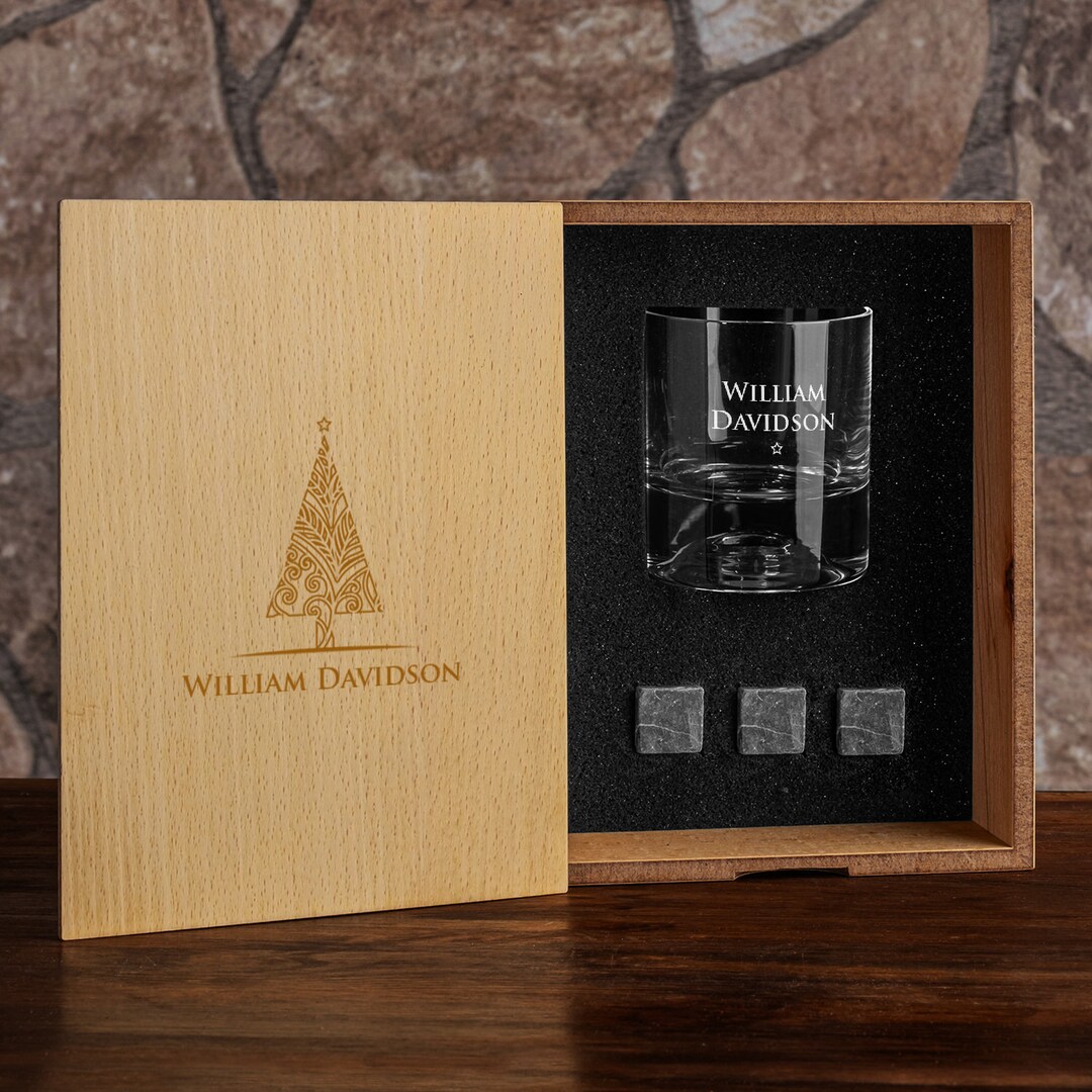 Custom Engraved Whiskey Glass Set in Wooden Box. Perfect Valentines ...