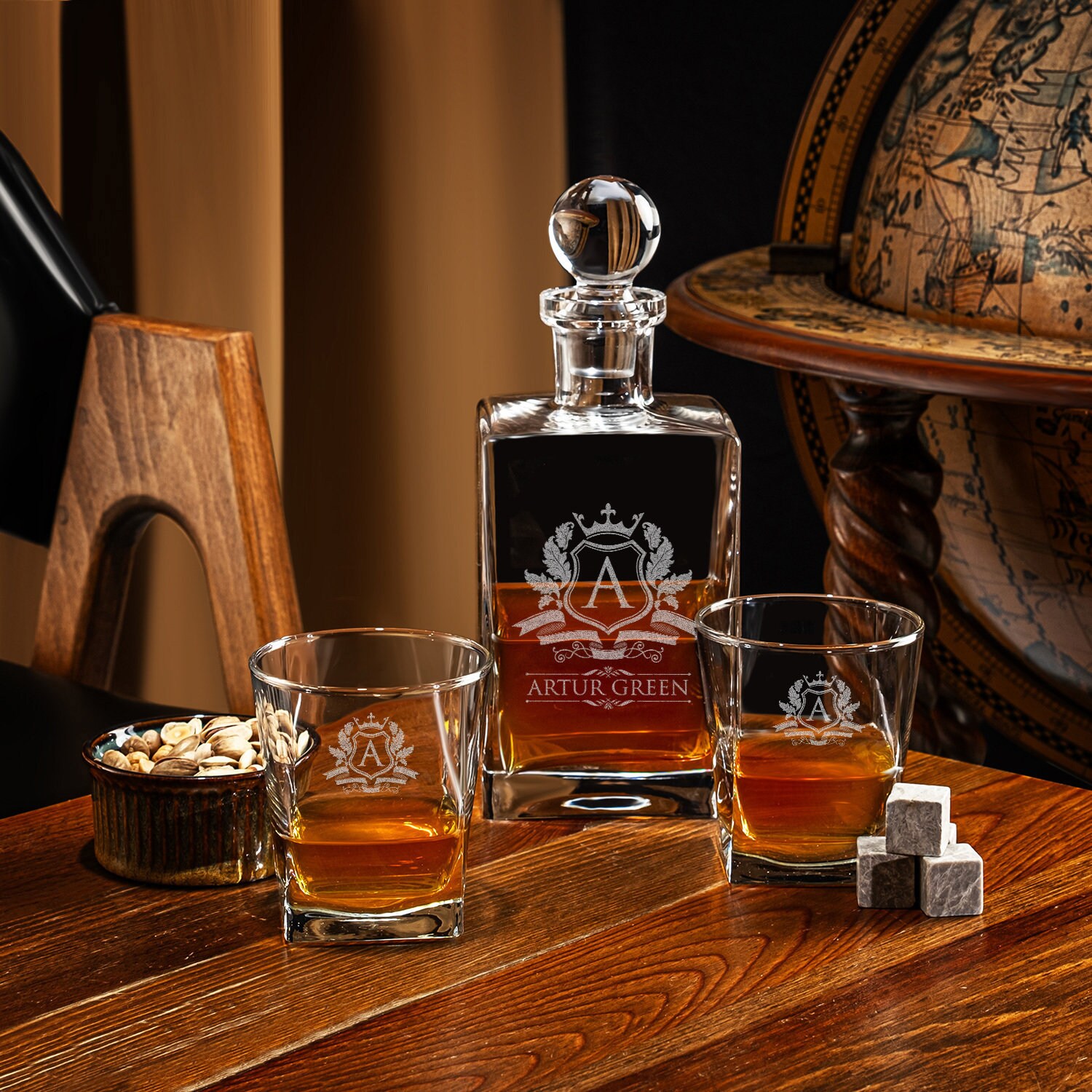 Custom Engraved Whiskey Set Valnetines Day Gift for Him - Etsy