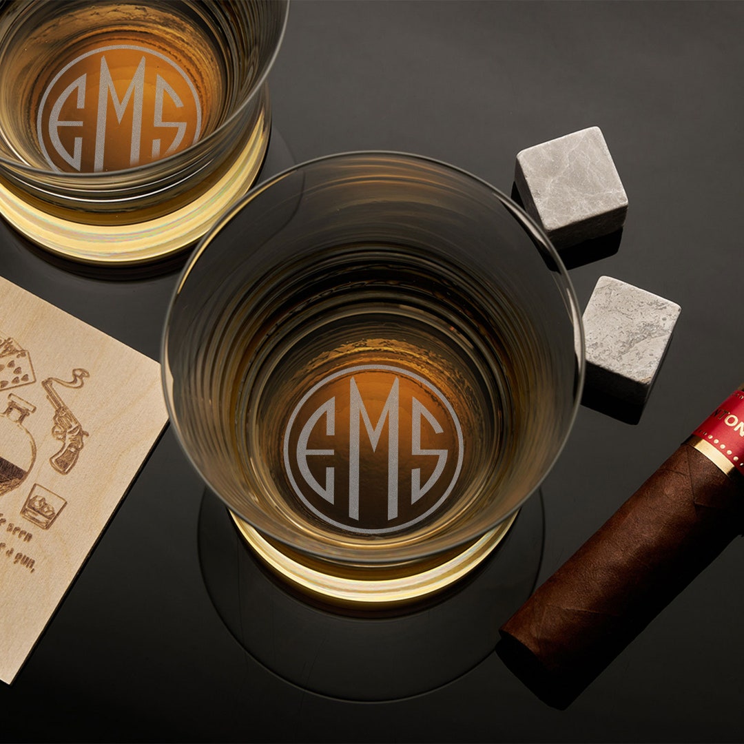 Monogrammed Whiskey Glasses Set, Whiskey Glass Gift Box, Retirement ...