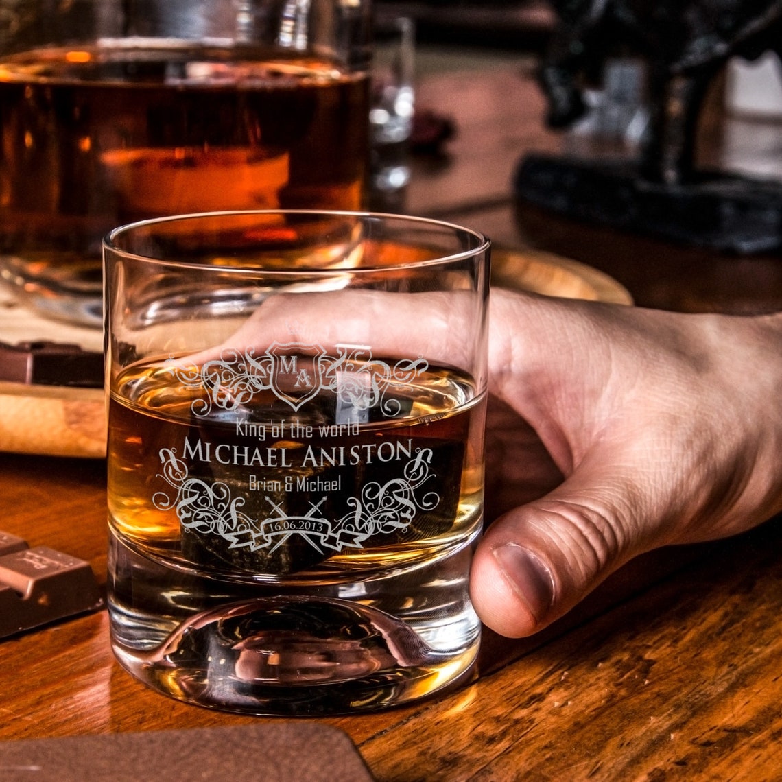 Handmade Whiskey Glass Set, Unique Bourbon Gifts for Dad, Father's Day ...