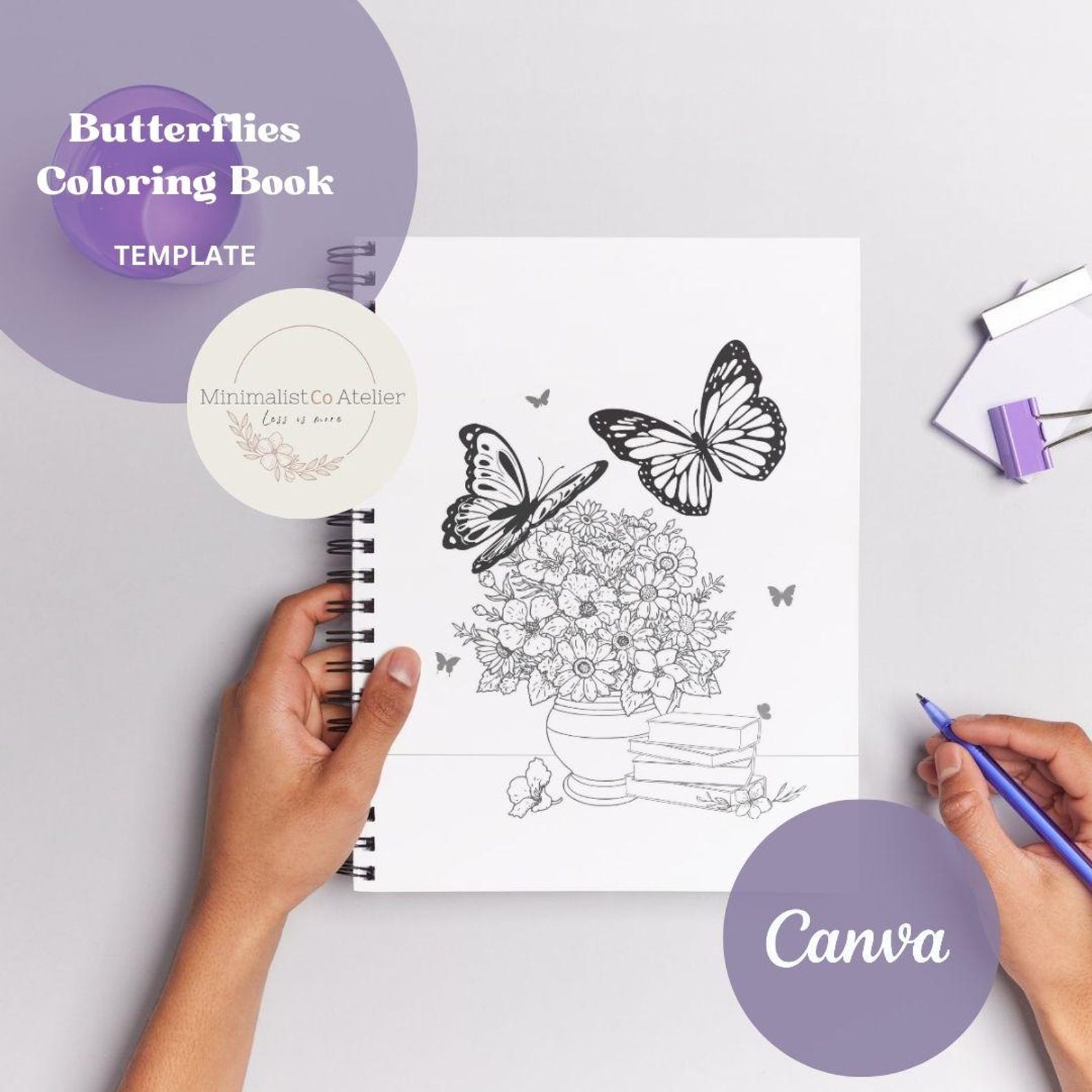 Printable Butterflies Coloring Book, Canva Template - Etsy