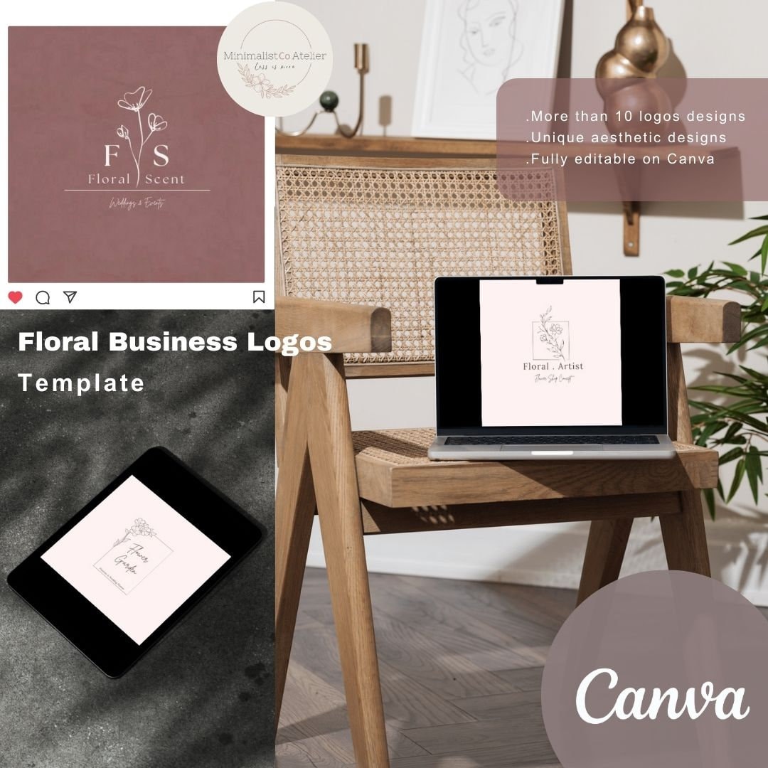 Editable Floral Business Logos, Canva Template - Etsy UK