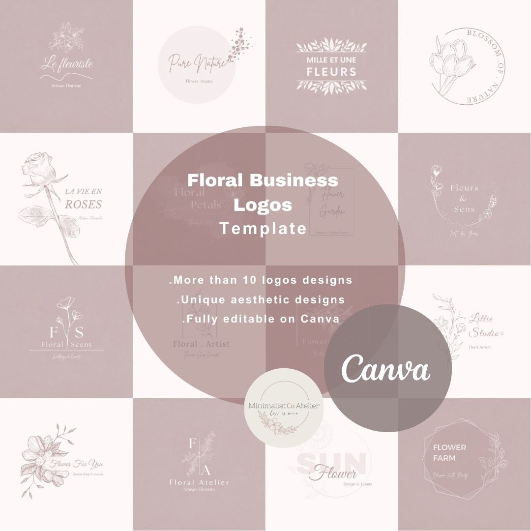 Editable Floral Business Logos, Canva Template - Etsy UK