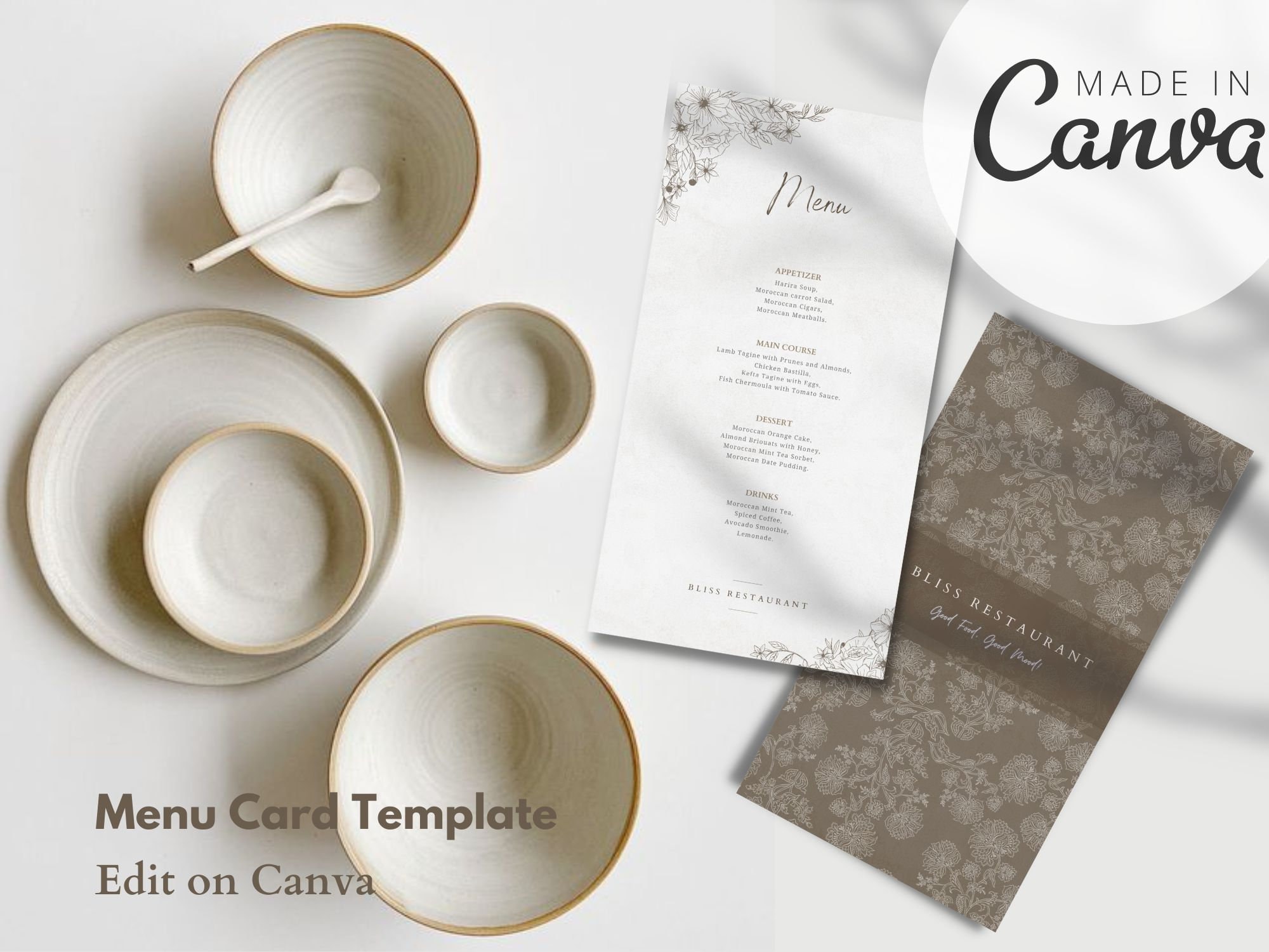 Menu Card Template, Simple Menu Card, Recto Verso Menu Card, Menu Card ...