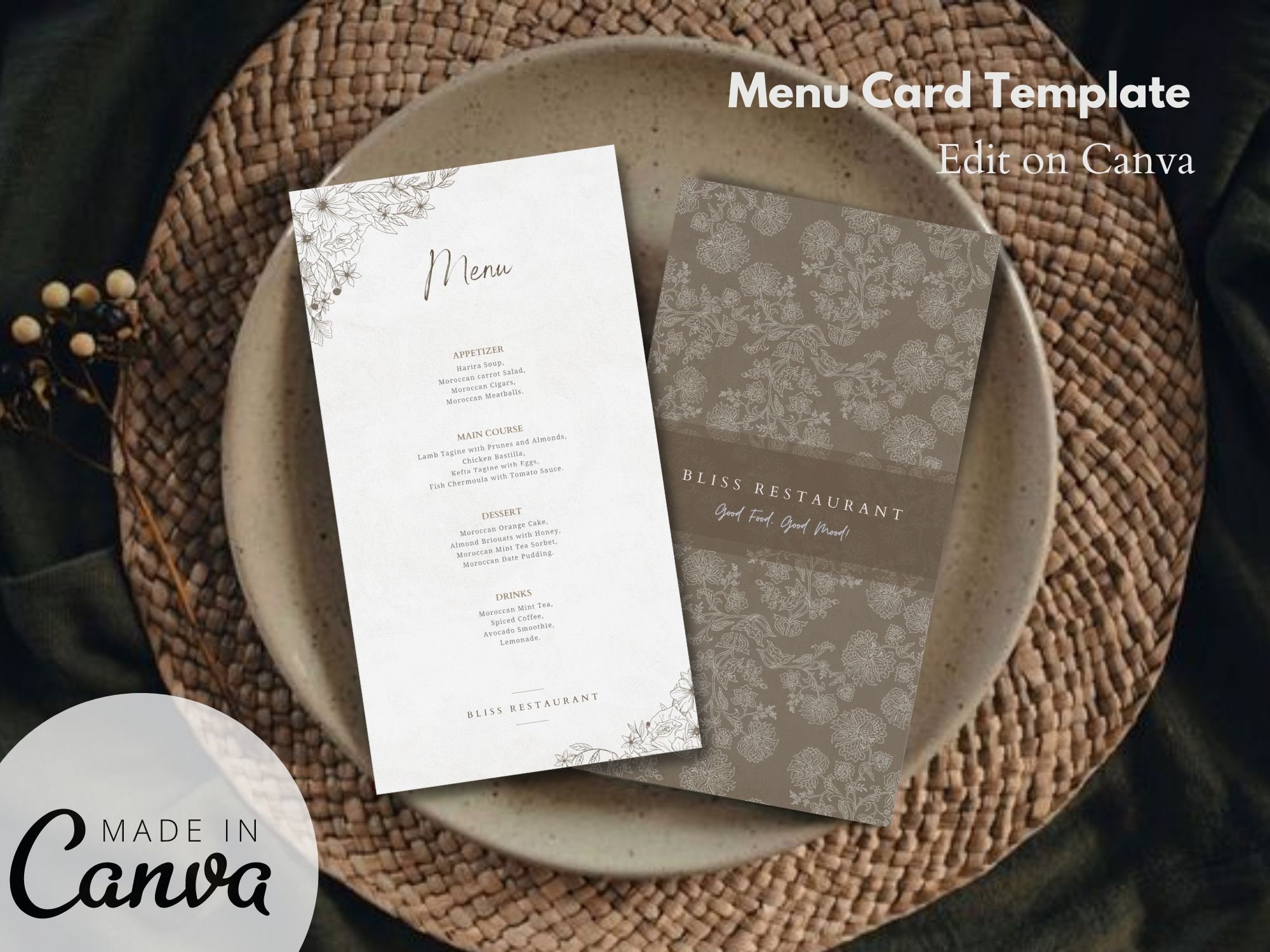 Menu Card Template, Simple Menu Card, Recto Verso Menu Card, Menu Card ...