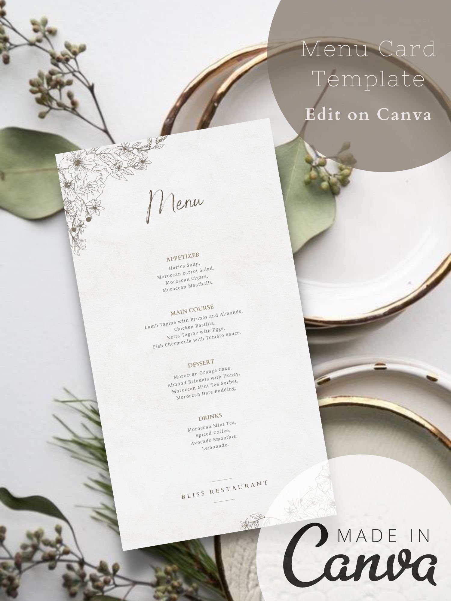 Menu Card Template, Simple Menu Card, Recto Verso Menu Card, Menu Card ...