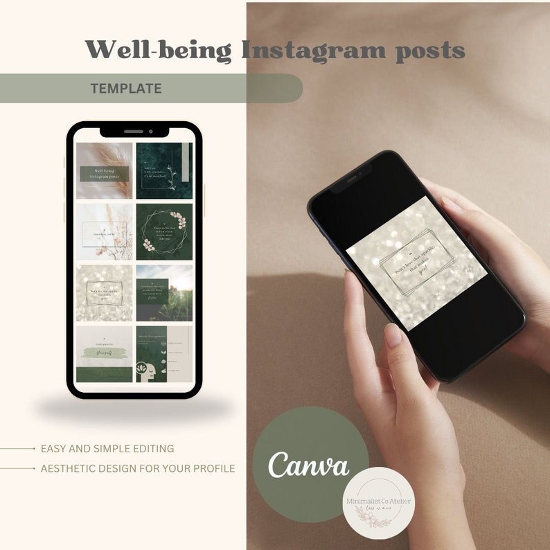 Well-being Instagram Posts, Canva Template - Etsy