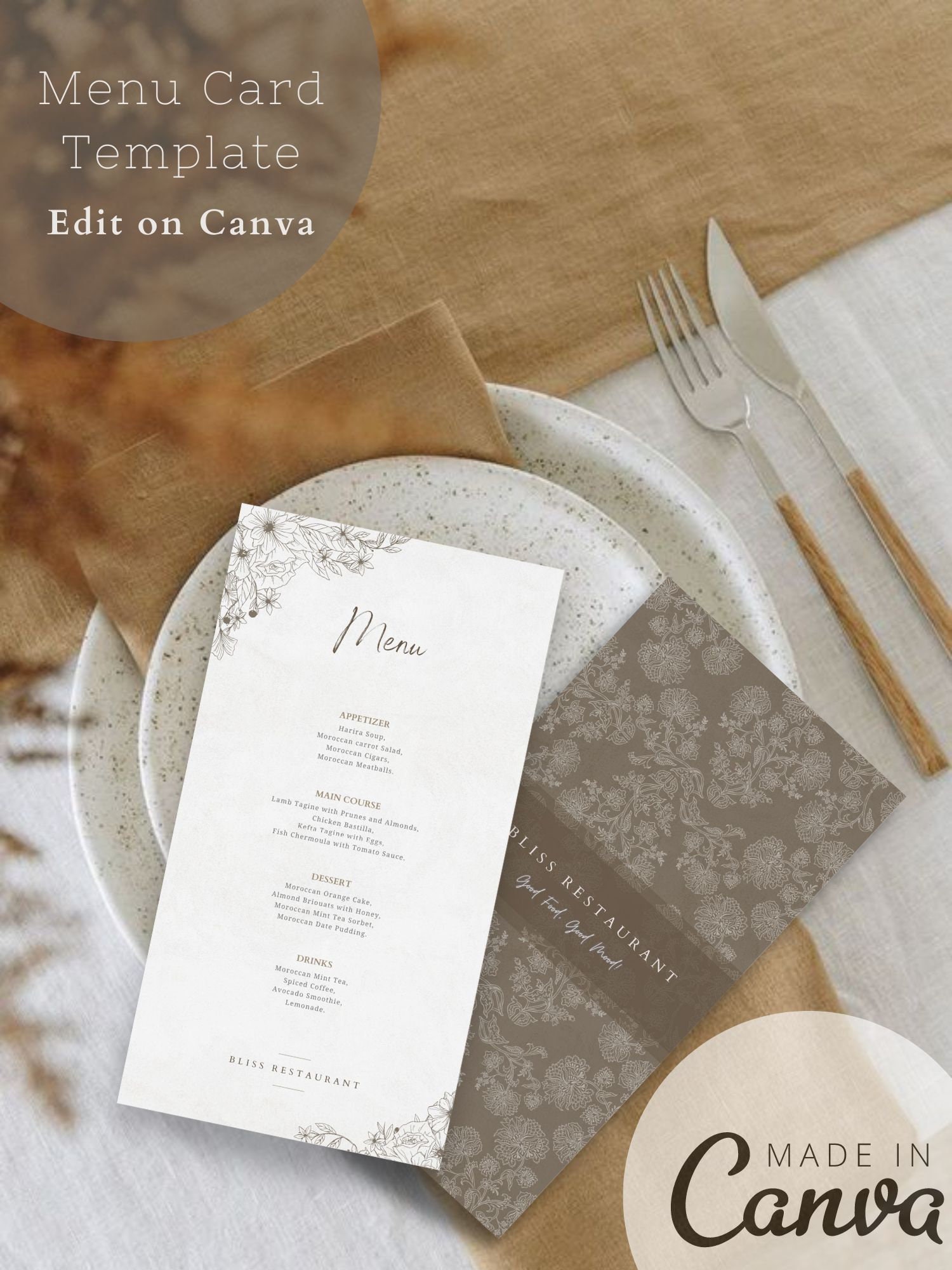 Menu Card Template, Simple Menu Card, Recto Verso Menu Card, Menu Card ...