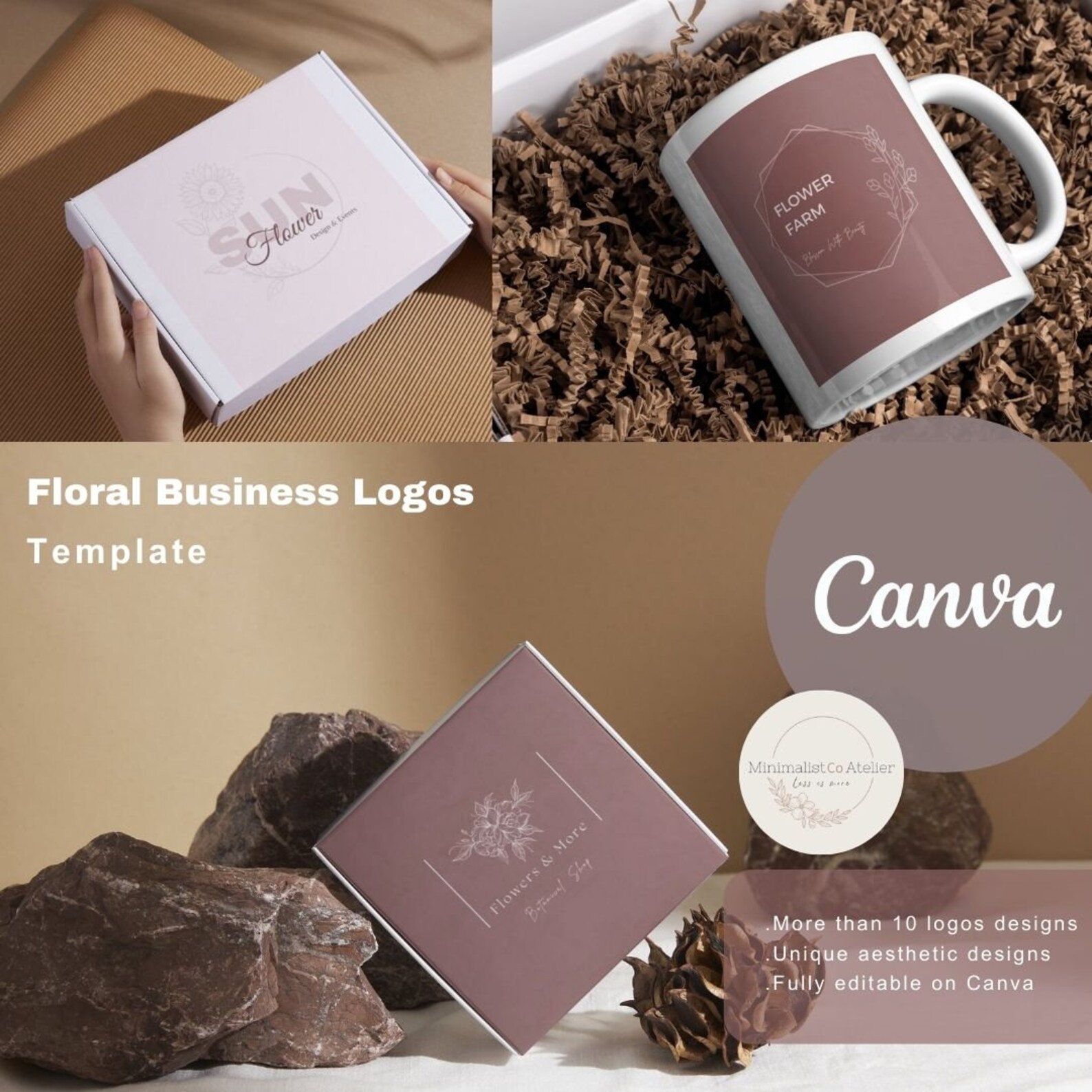 Editable Floral Business Logos, Canva Template - Etsy UK
