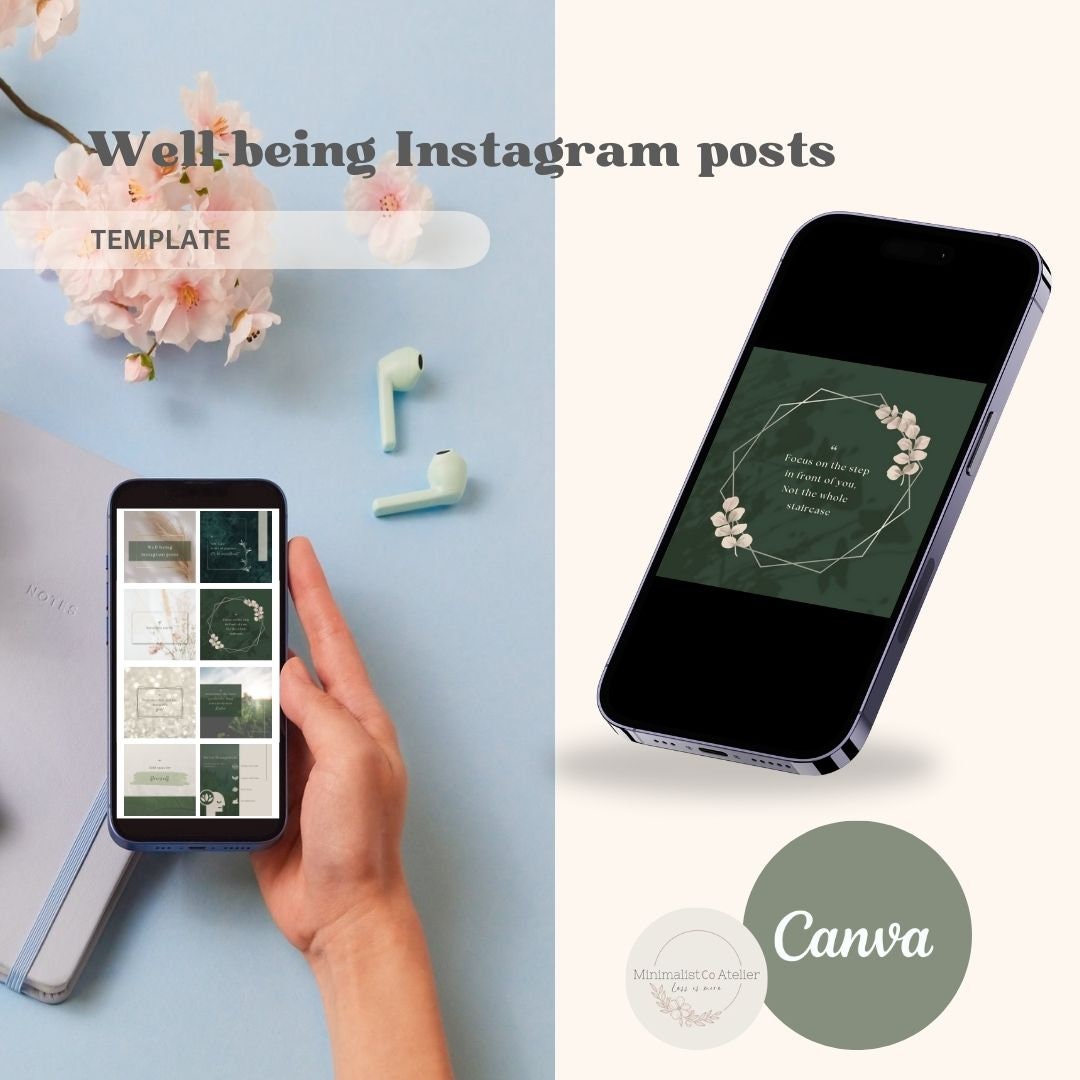 Well-being Instagram Posts, Canva Template - Etsy