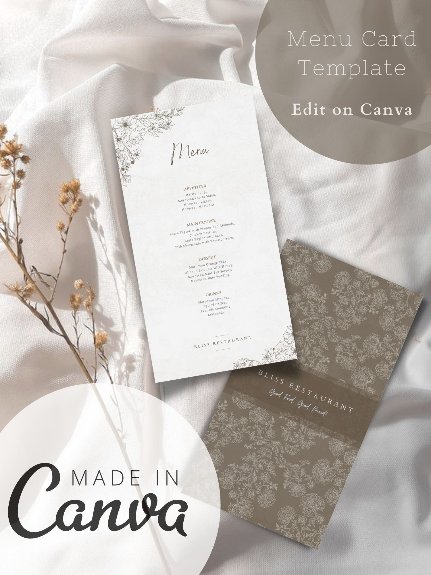 Menu Card Template, Simple Menu Card, Recto Verso Menu Card, Menu Card ...