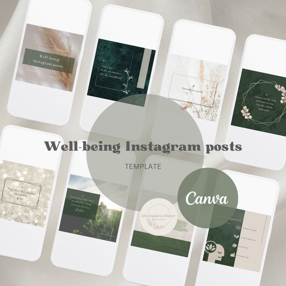 Well-being Instagram Posts, Canva Template - Etsy