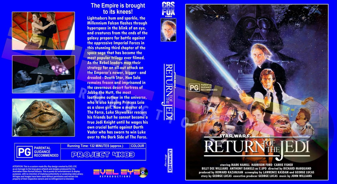 Return of the Jedi project 4K83 Custom 4K Blu-ray - Etsy Australia