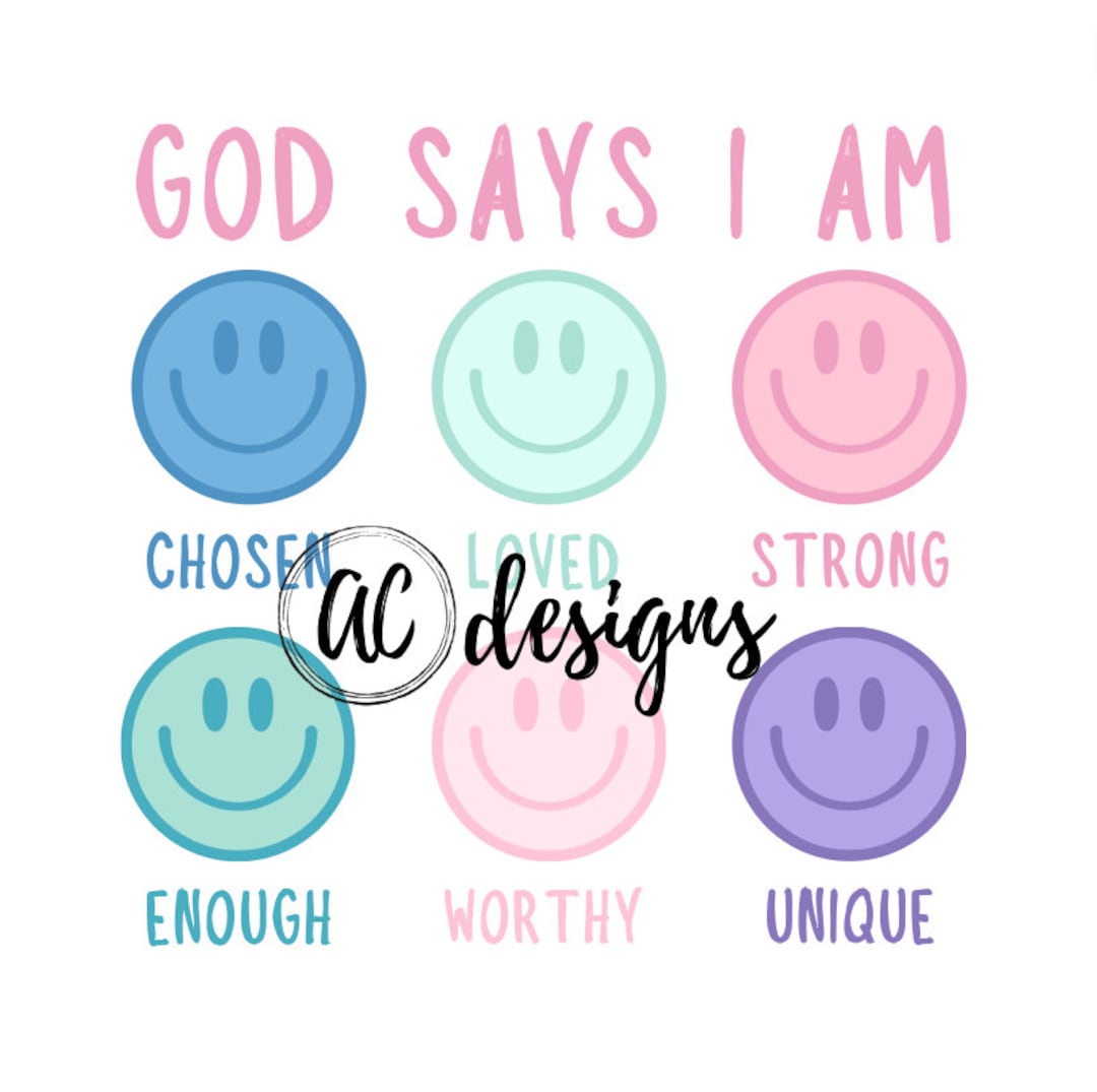 God Says I Am Smiley PNG BUNDLE - Etsy