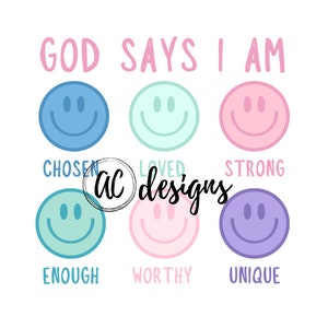 God Says I Am Smiley PNG BUNDLE - Etsy