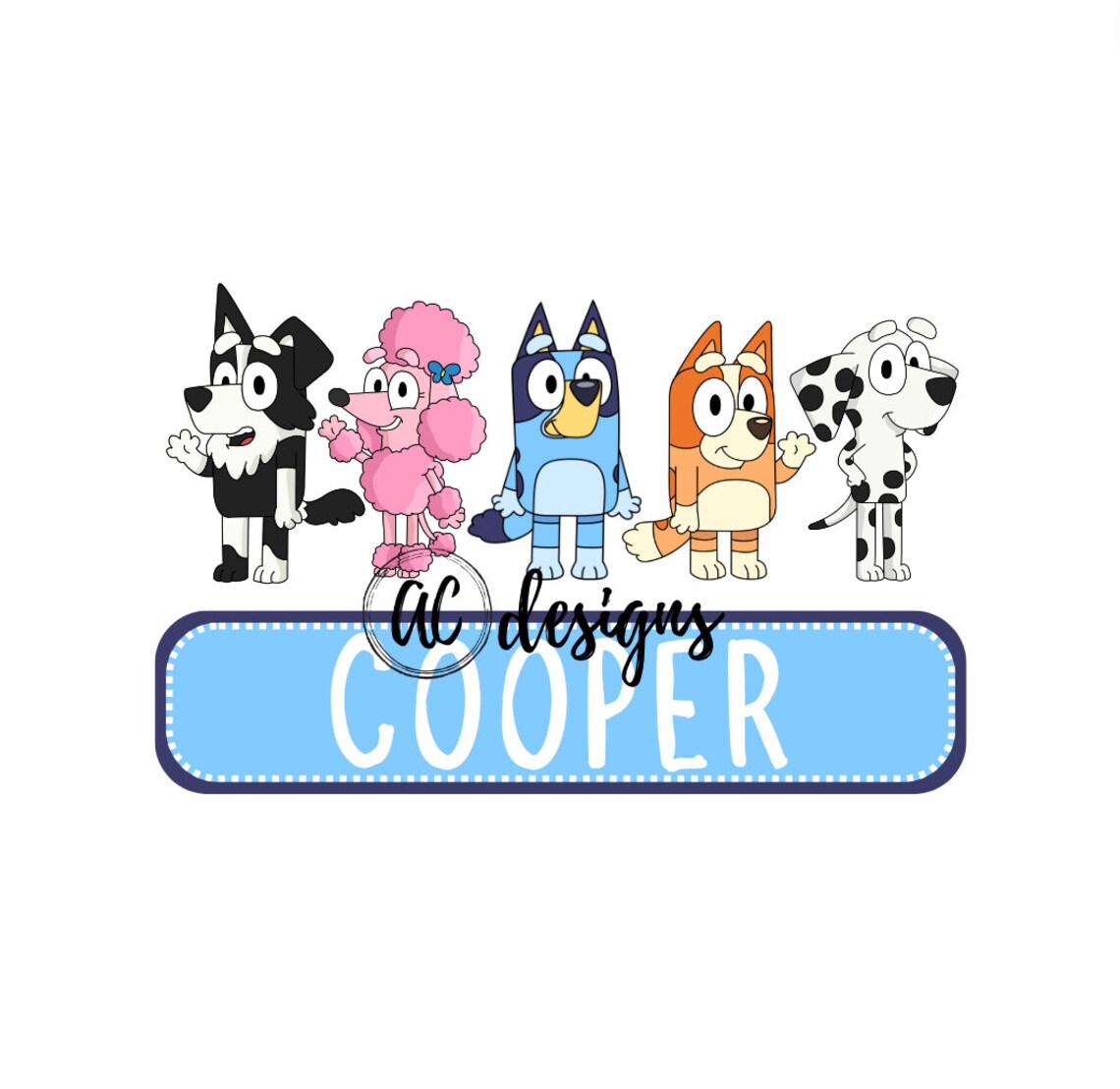 Bluey & Friends Nameplate PNG BUNDLE - Etsy