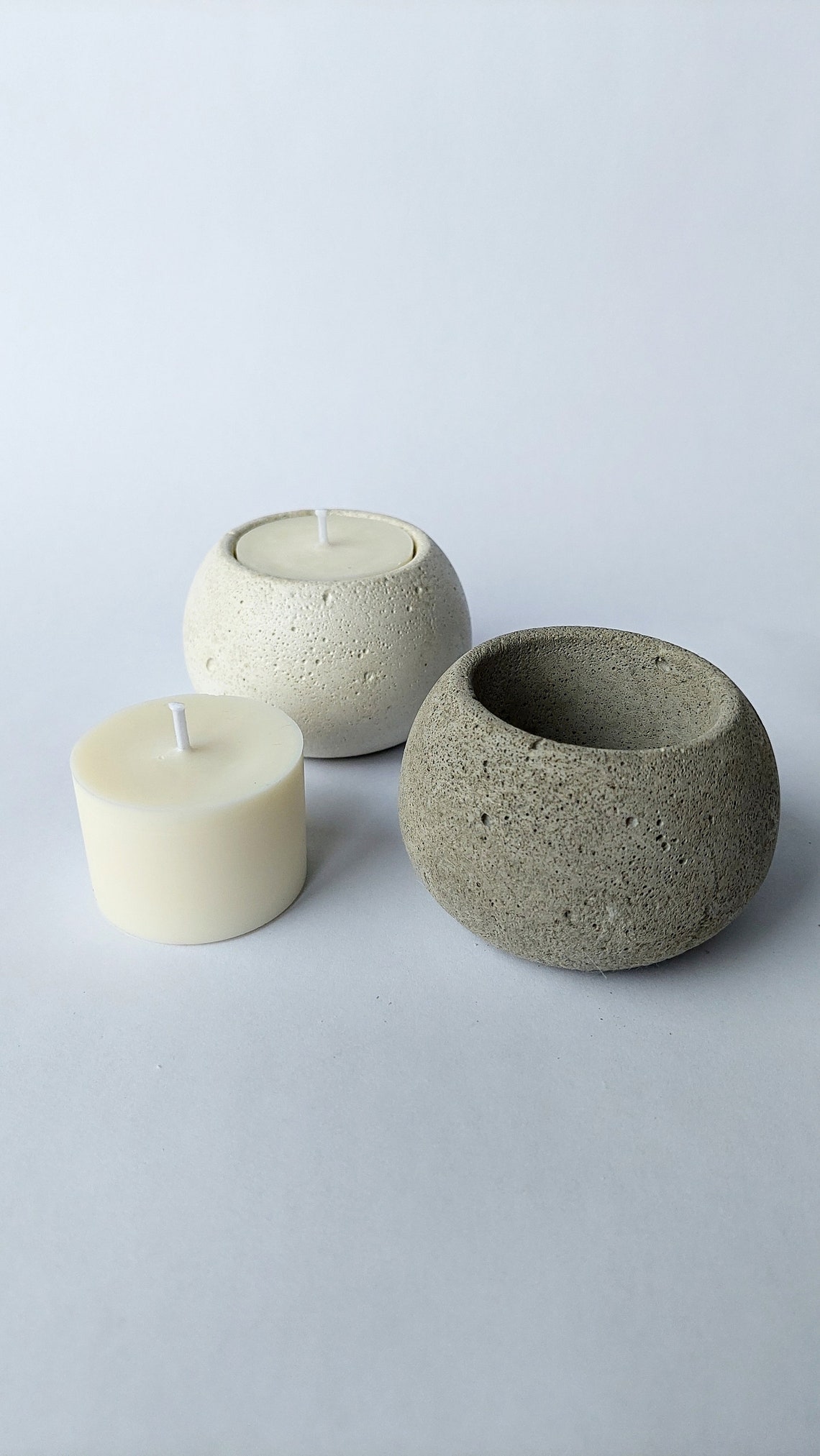 Concrete Candle round Refill I Wax Insert for Concrete Candle I Hand ...