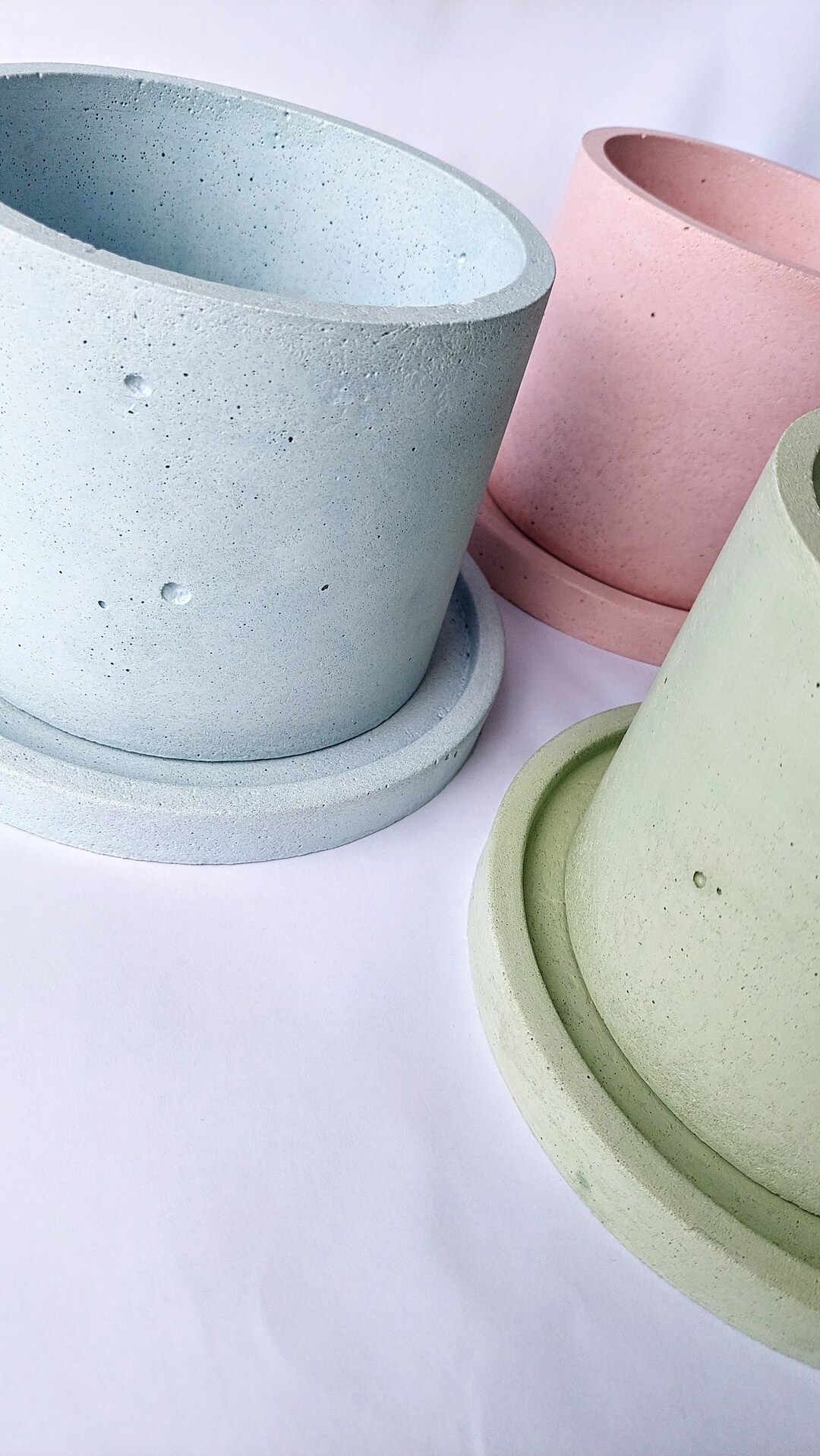Concrete Plant Pot With Drainage Hole L Cement Planter With Tray L Cute ...