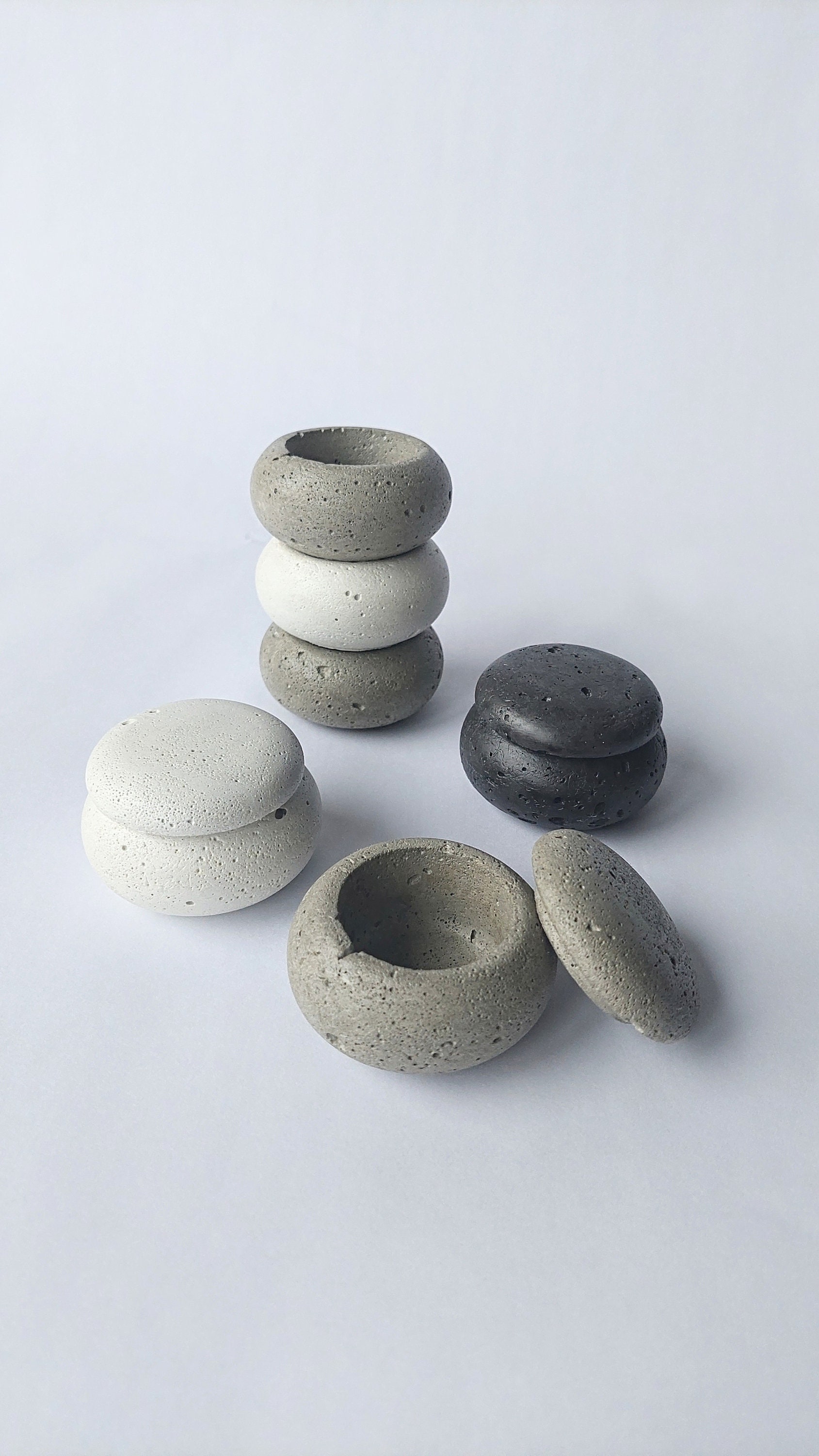 Concrete Round Box With Lid L Candle Holder for Tea Light L Cement ...