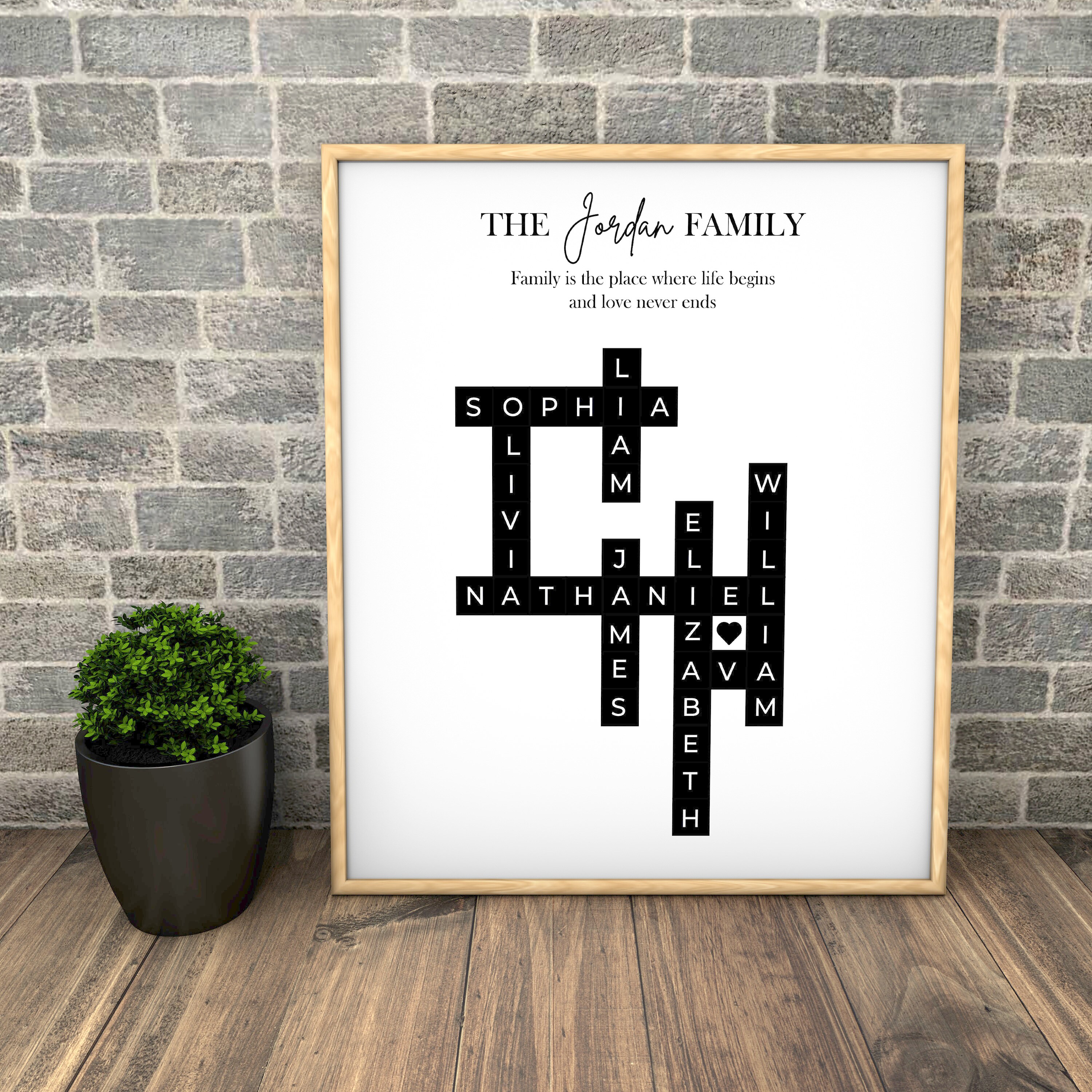 Personalised Scrabble Print Digital Crosswords Puzzle Poster Mother's ...