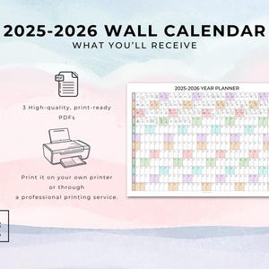 2025-2026 Academic Wall Calendar, Rainbow Printable Planner (PDF) - Etsy