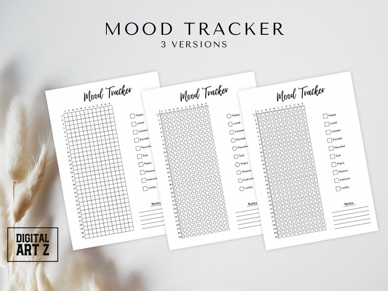 Mood in Pixels , A5 Printable Page, Bullet Journal Rating Sheet, Daily ...