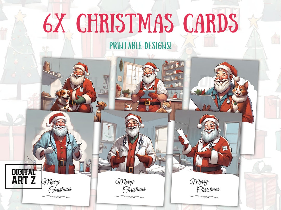Santa Doctor/vet Christmas Cards: Healthcare Duo (digital Download) - Etsy