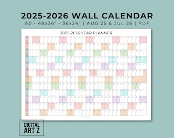 2025-2026 Rainbow Academic Wall Calendar, Teacher Student Planner (PDF ...