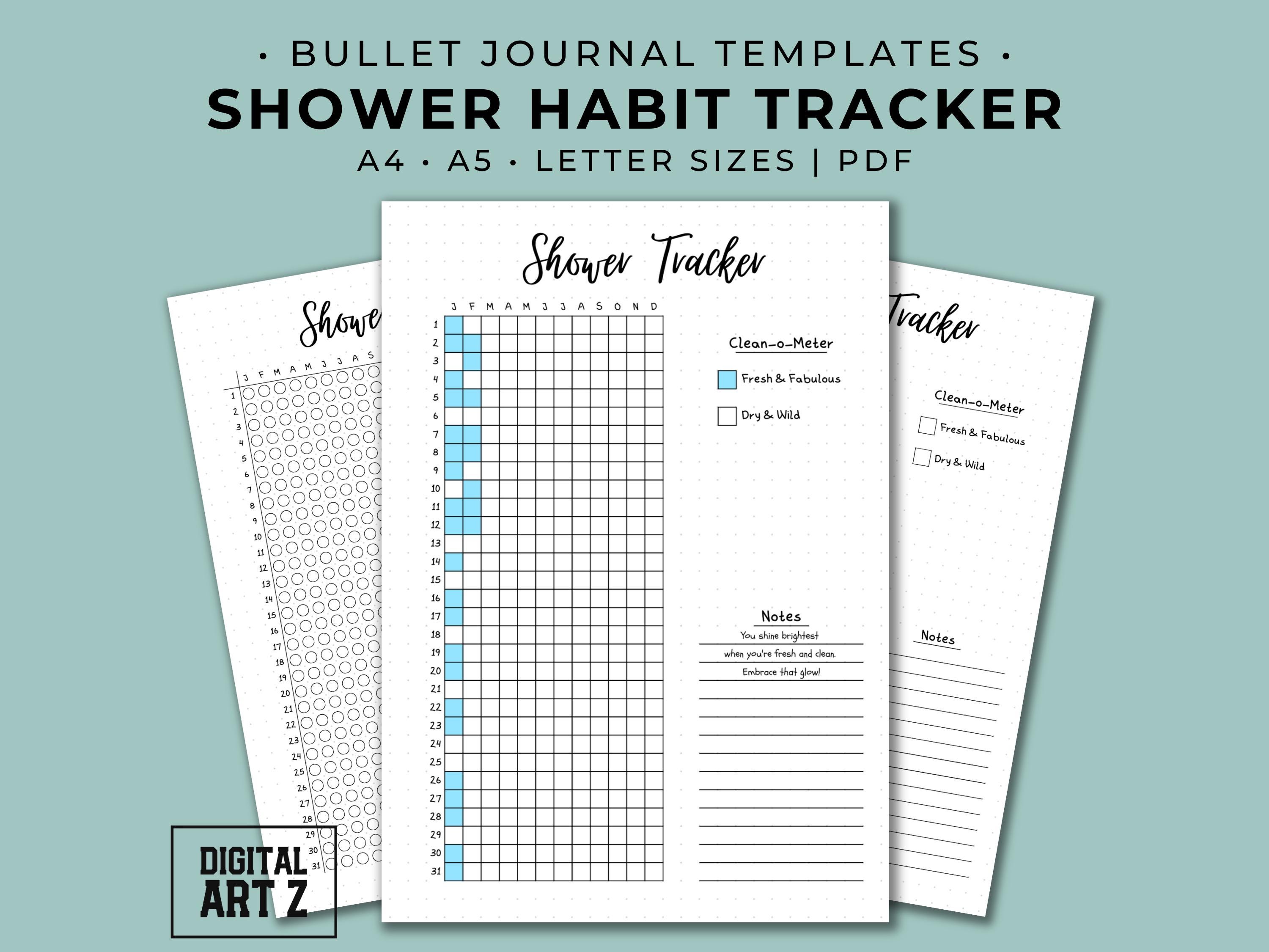 Shower Habit Tracker: Yearly Printable Planner (digital Download) - Etsy