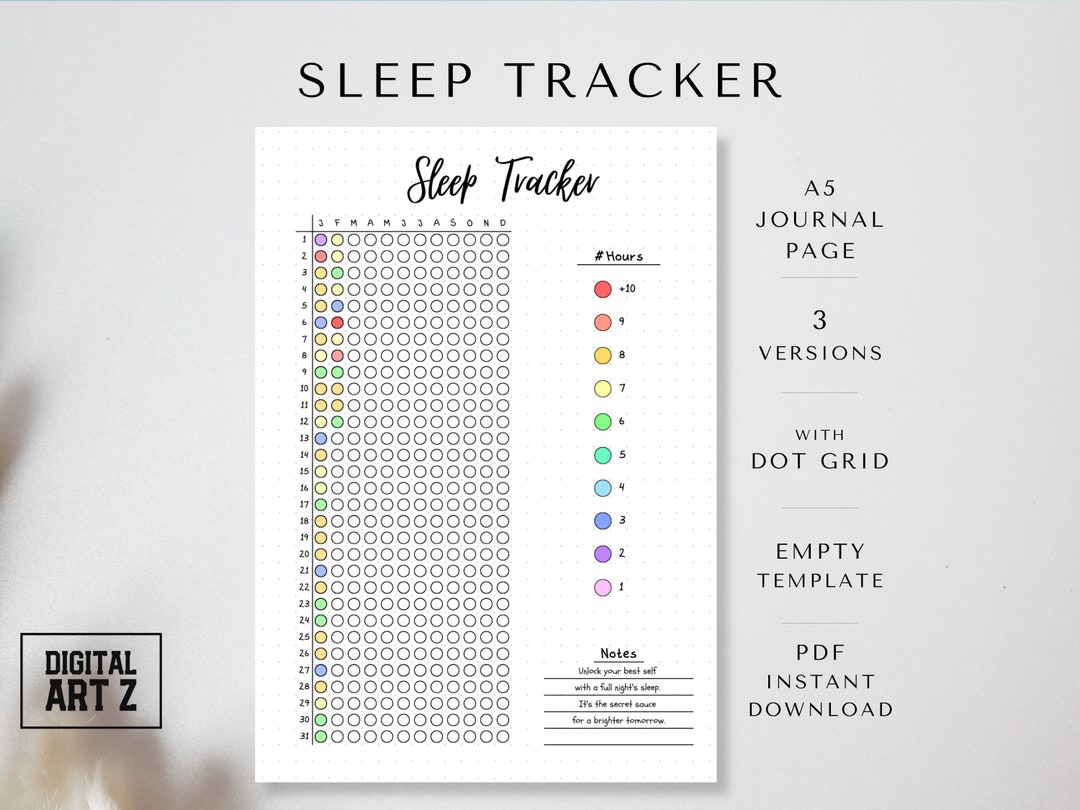 Yearly Sleep Tracker: A5 Printable Sleep Log With Dot Grid (PDF) - Etsy