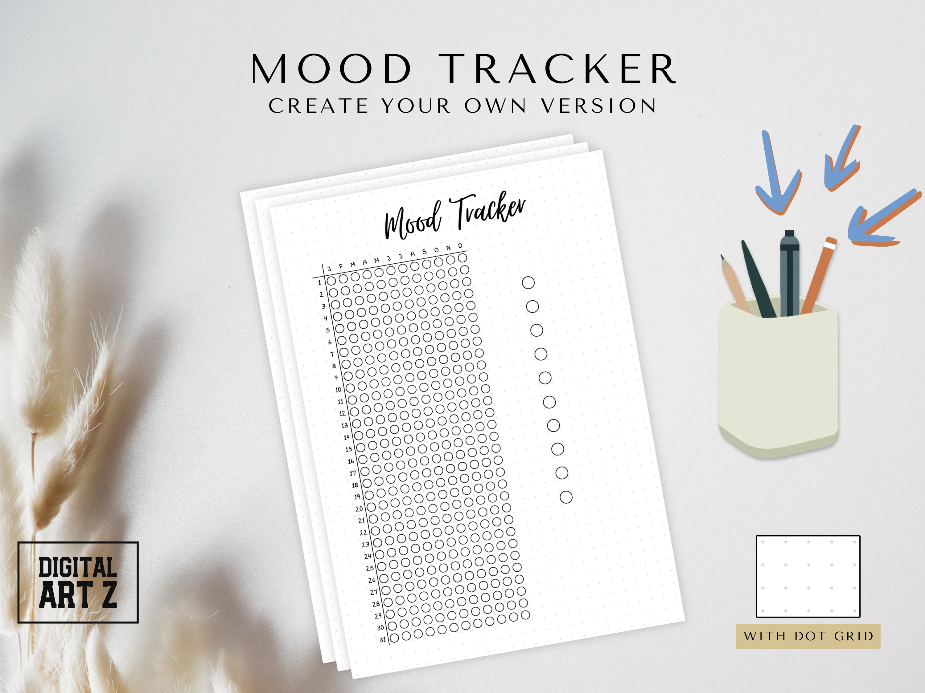 A5 Mood Tracker Printable: Dot Grid Journal Page (PDF Download) - Etsy