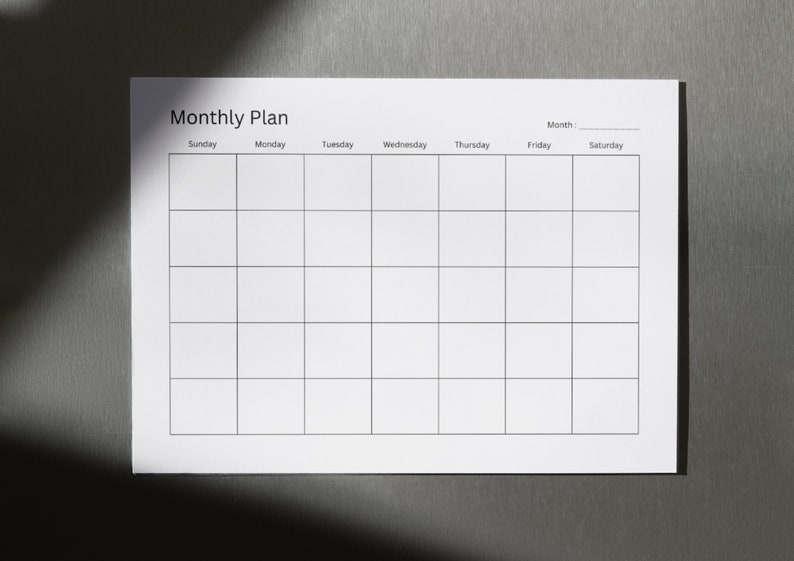 Planificador Mensual Imprimible 2024, Calendario Sin Fecha, Mes de un ...