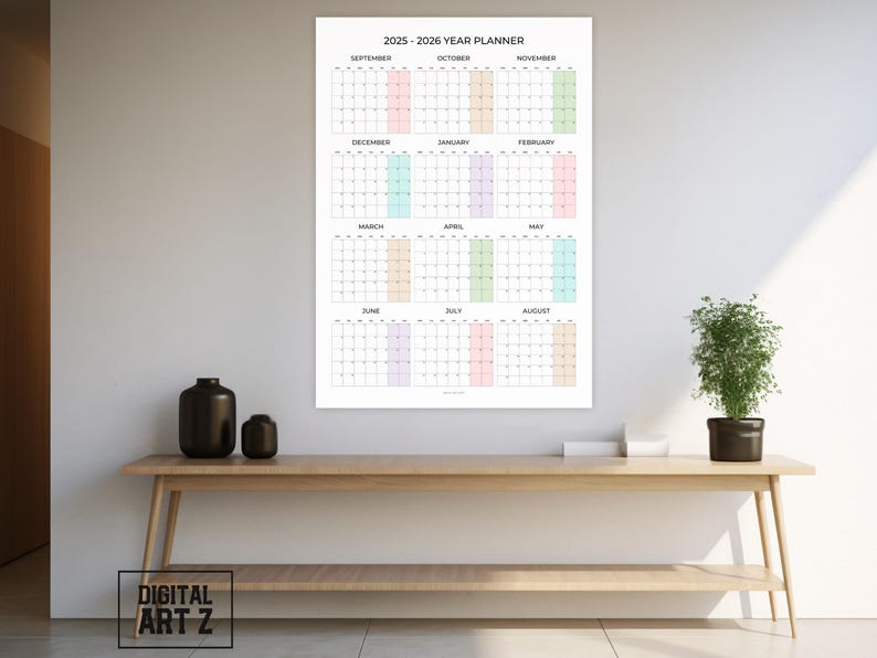 2025-2026 Academic Wall Calendar, Large Printable Planner (PDF) - Etsy ...