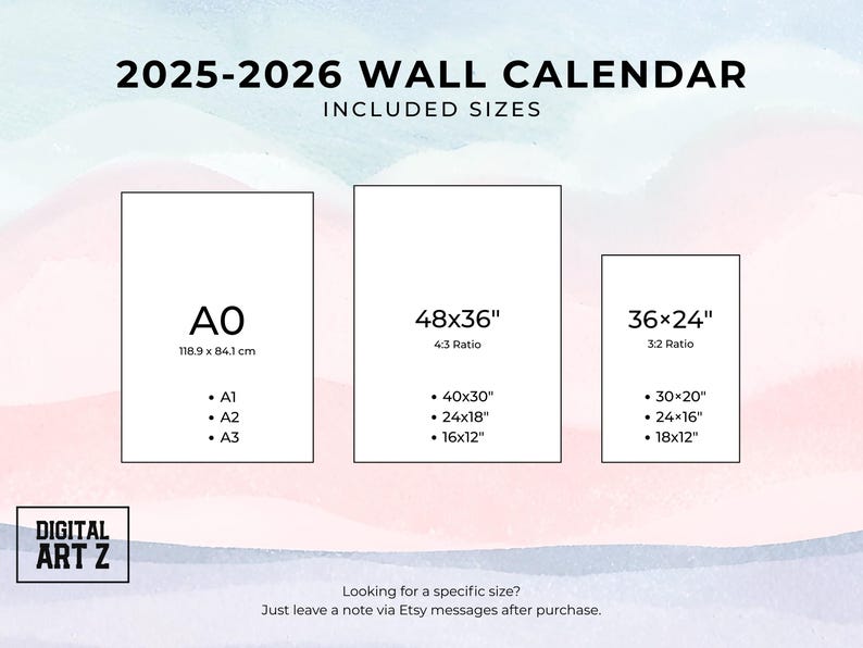 2025-2026 Academic Wall Calendar, Large Printable Planner (PDF) - Etsy ...