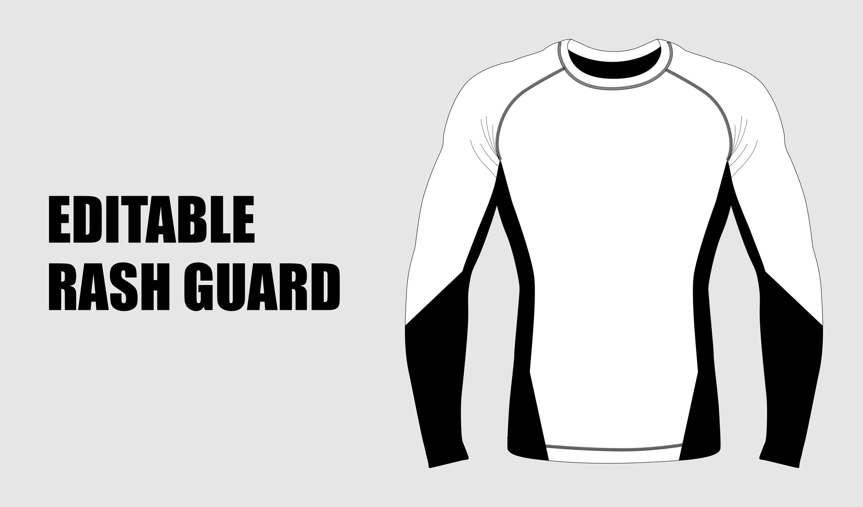 Editable Vector Rash Guard Mockup | Custom Rash Guard Template ...