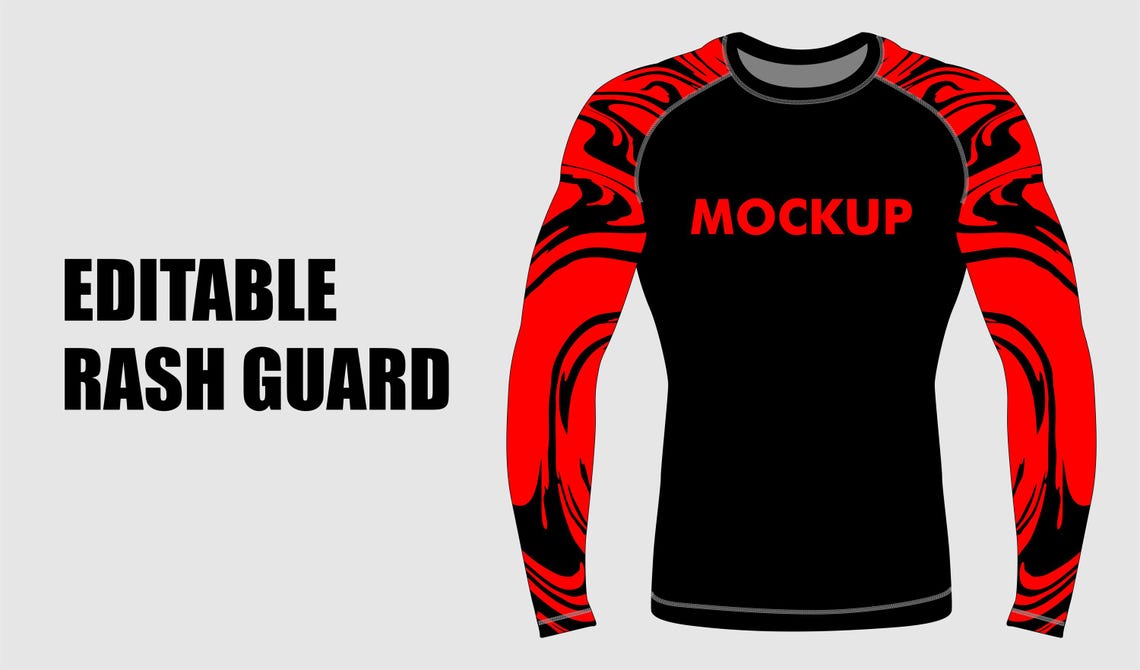 Editable Vector Rash Guard Mockup | Custom Rash Guard Template ...