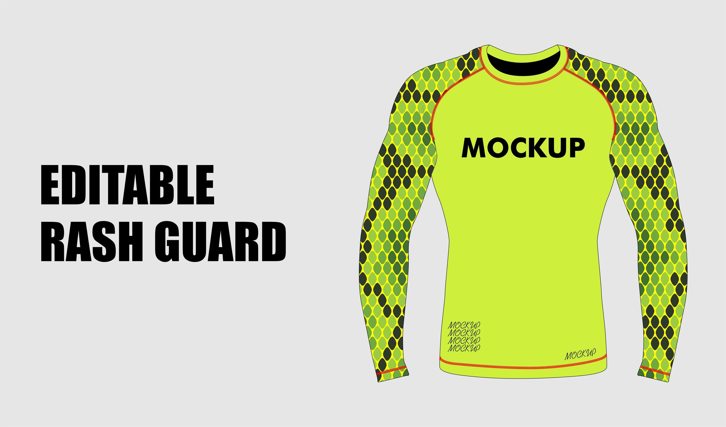 Editable Vector Rash Guard Mockup | Custom Rash Guard Template ...