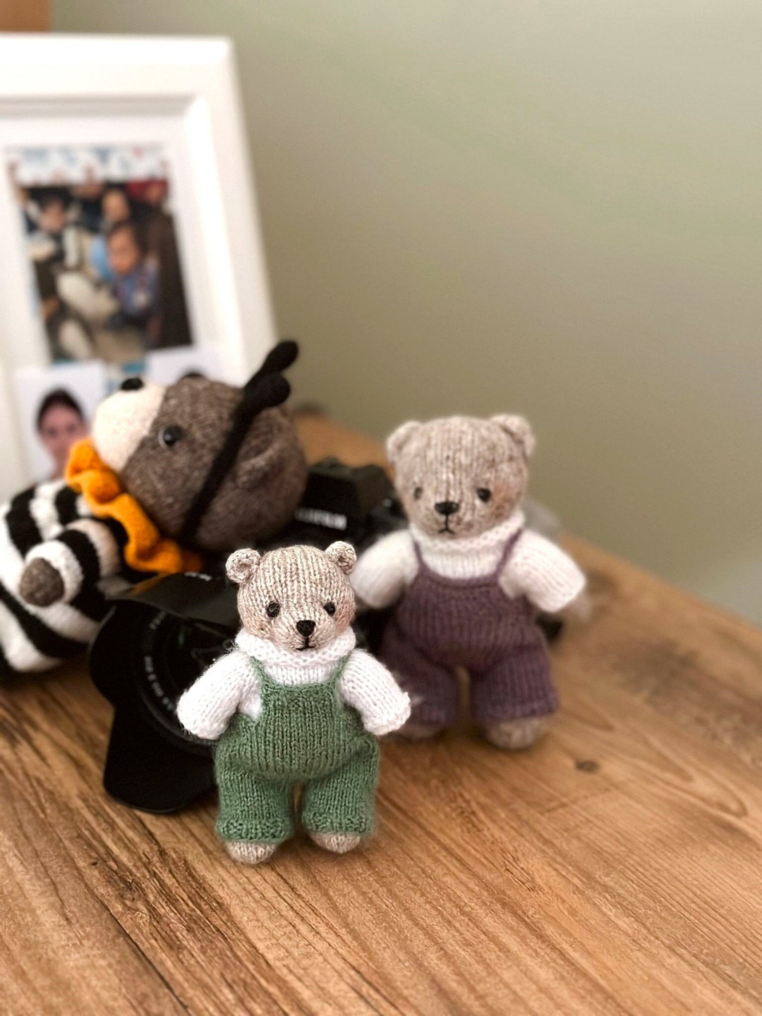 Personalized Tiny Knitting Teddy Bear , Knitted Animal Toy, Gift for ...