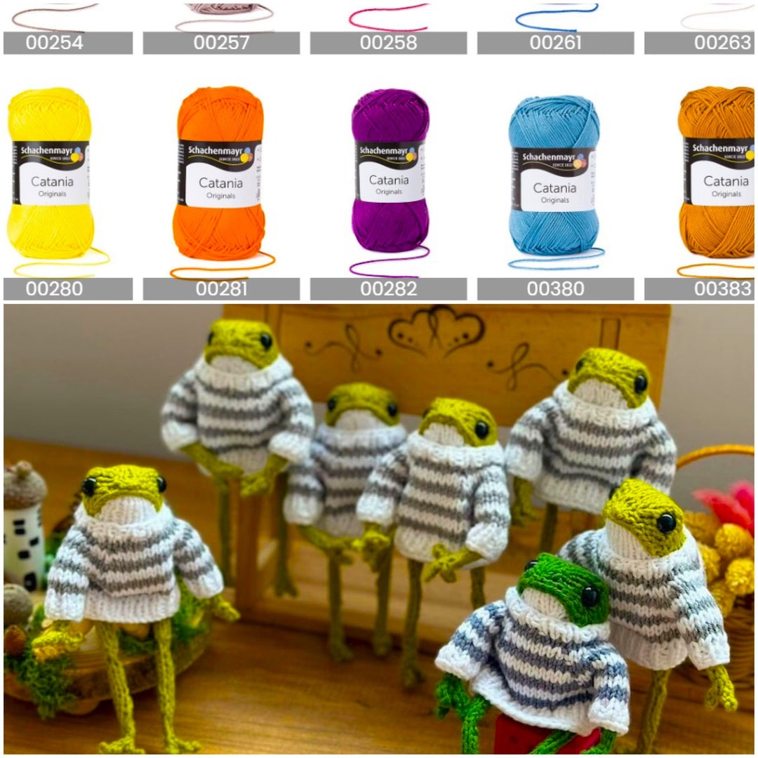 Mini Knit Posable Frog With Jumper Cute Frog With Sweater With Lots of ...