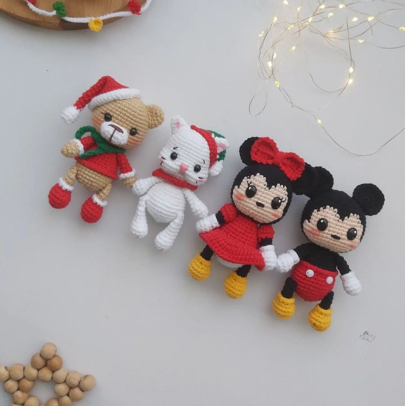 Mickey and Minnie Mouse , Bear Bobby , Crochet White Cat Toy , Knitting ...