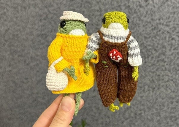 Froggie Frog Crochet,green Frog Knitted,froggie's Sweater,cute Toy Frog ...