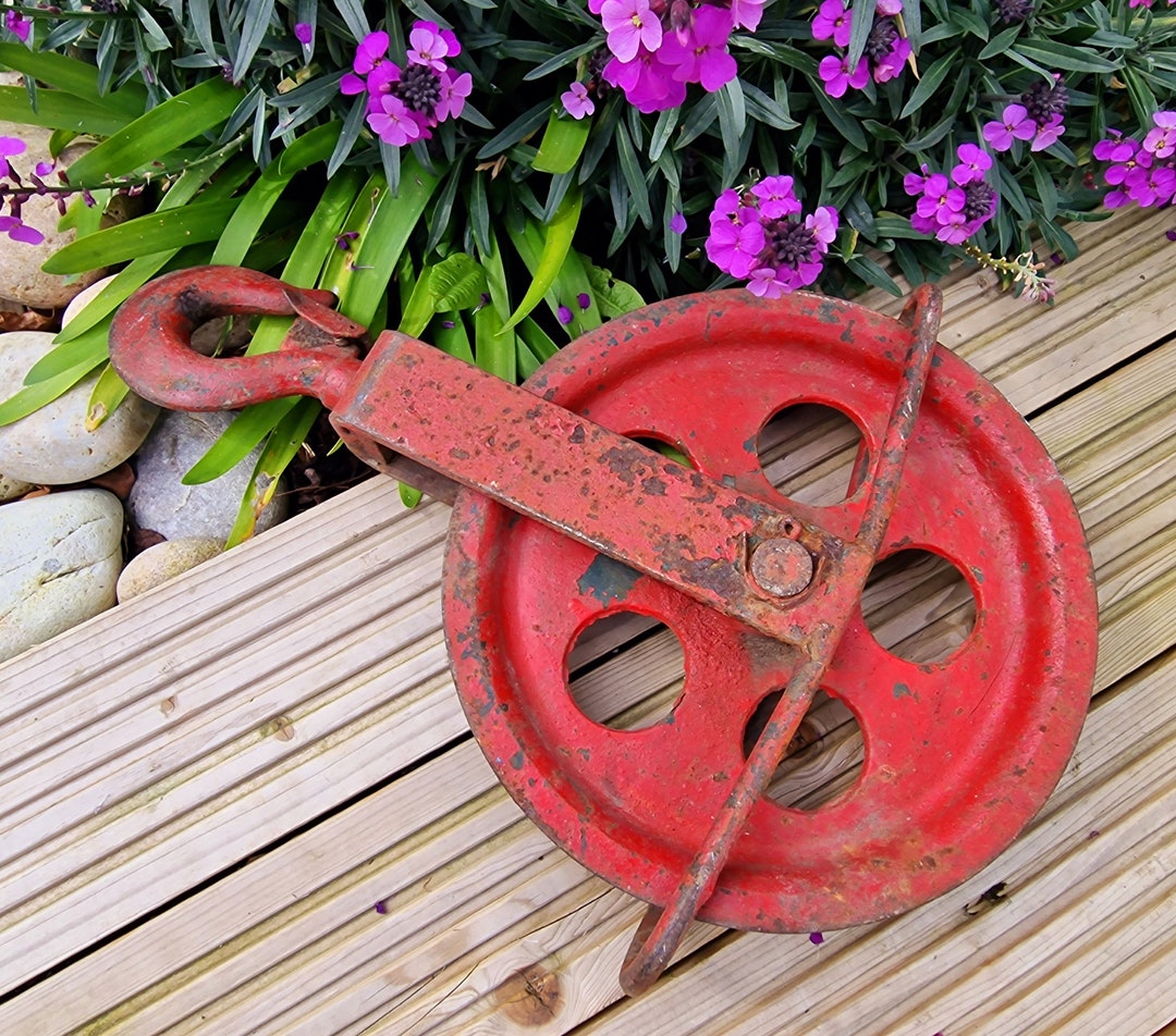 Vintage Cast Iron Pully Wheel and Hook. - Etsy