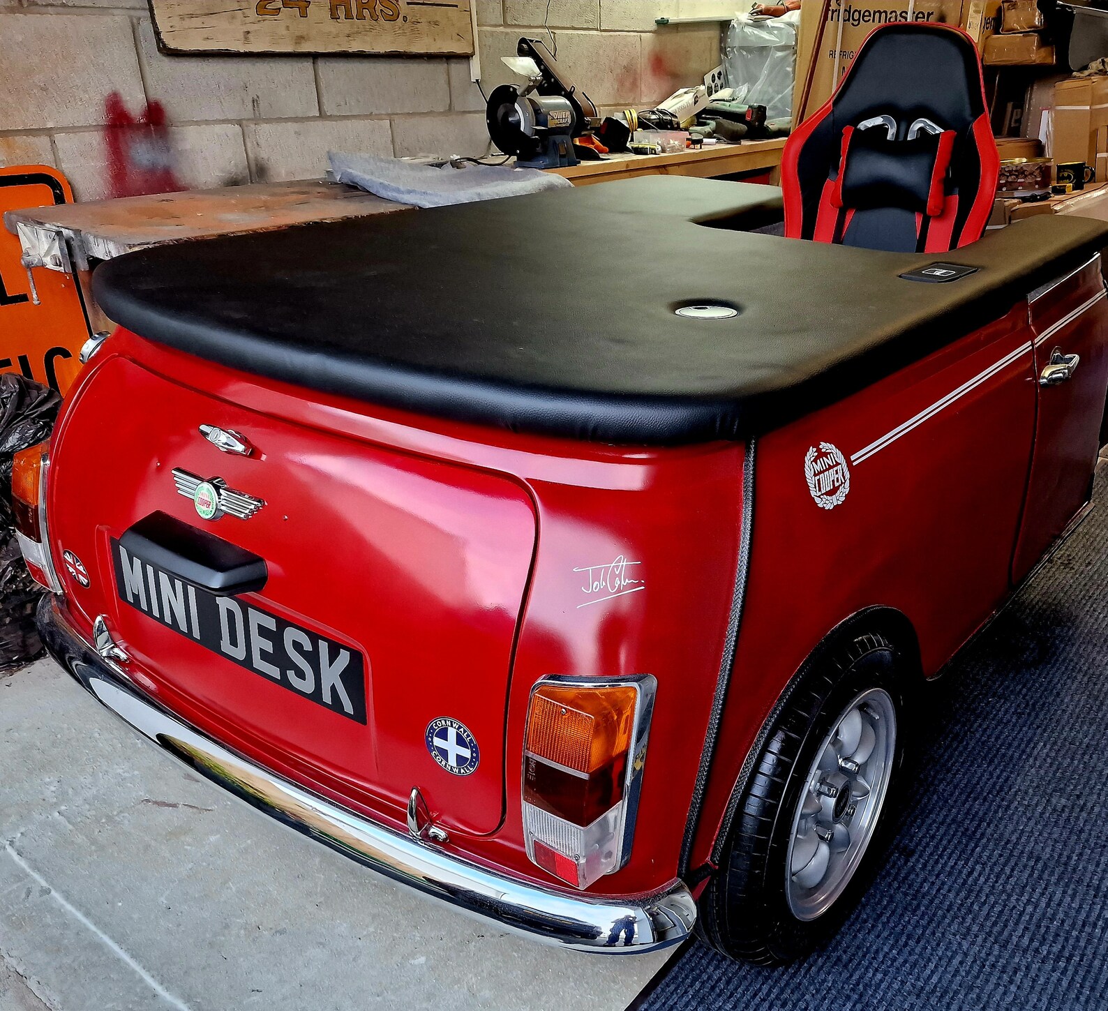 Classic Mini Cooper Office Desk & Chair Retro Mancave Car Furniture ...