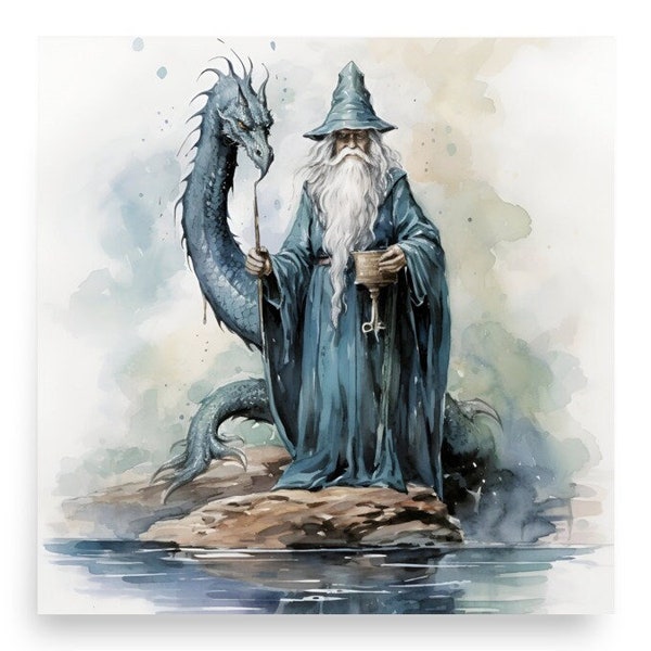 Wizard and Dragon - Etsy