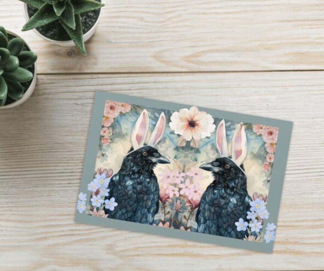 Crows Wearing Cute Bunny Ears Gothic Spring Equinox/easter Crow ...
